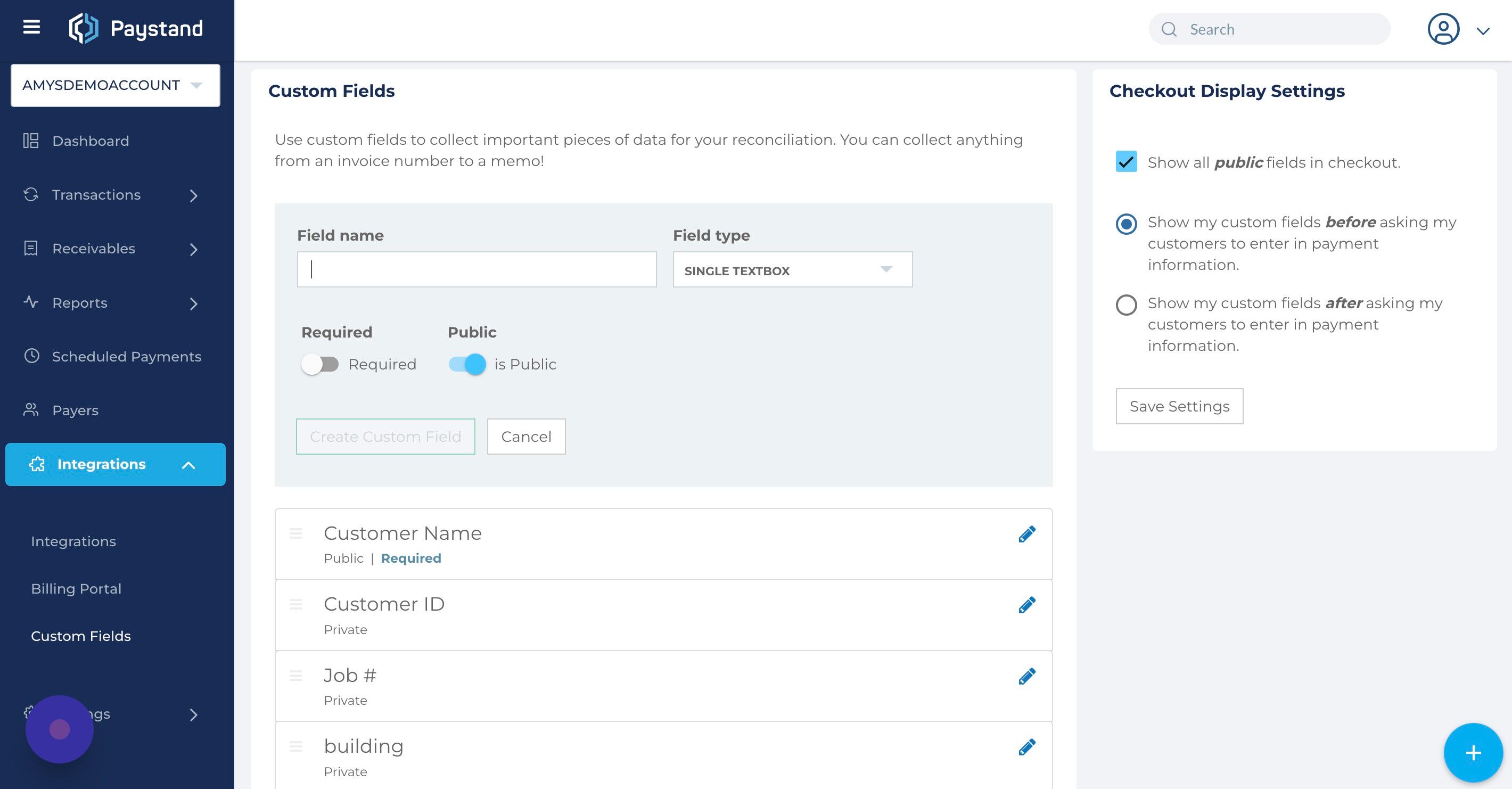Custom Fields – Paystand Help Center