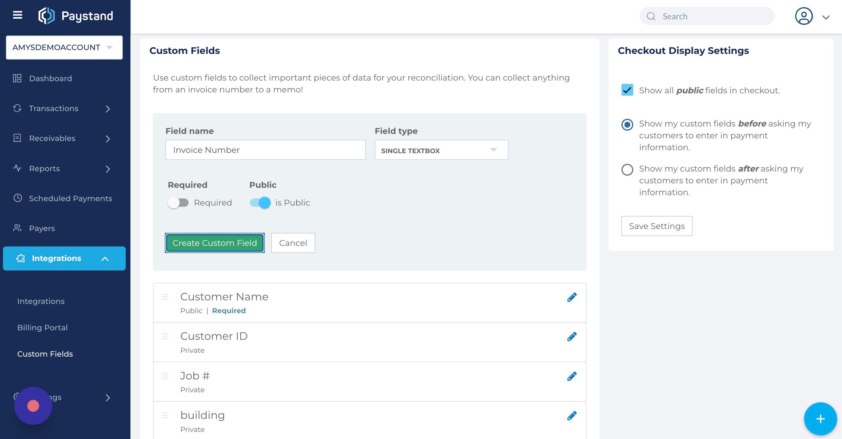 Custom Fields – Paystand Help Center