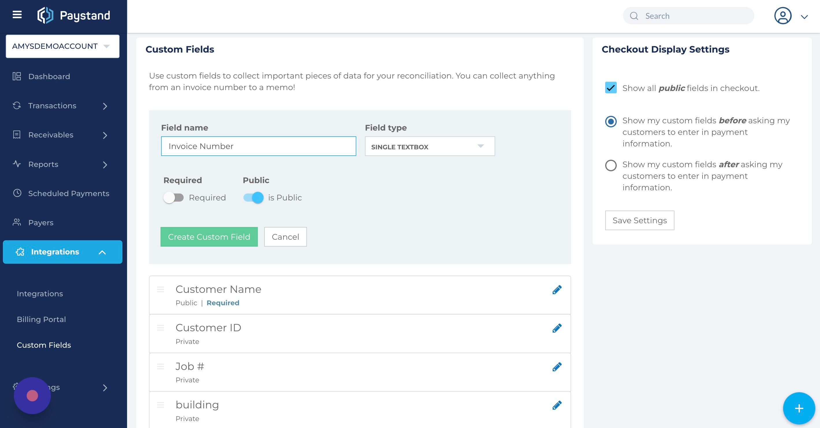 Custom Fields – Paystand Help Center