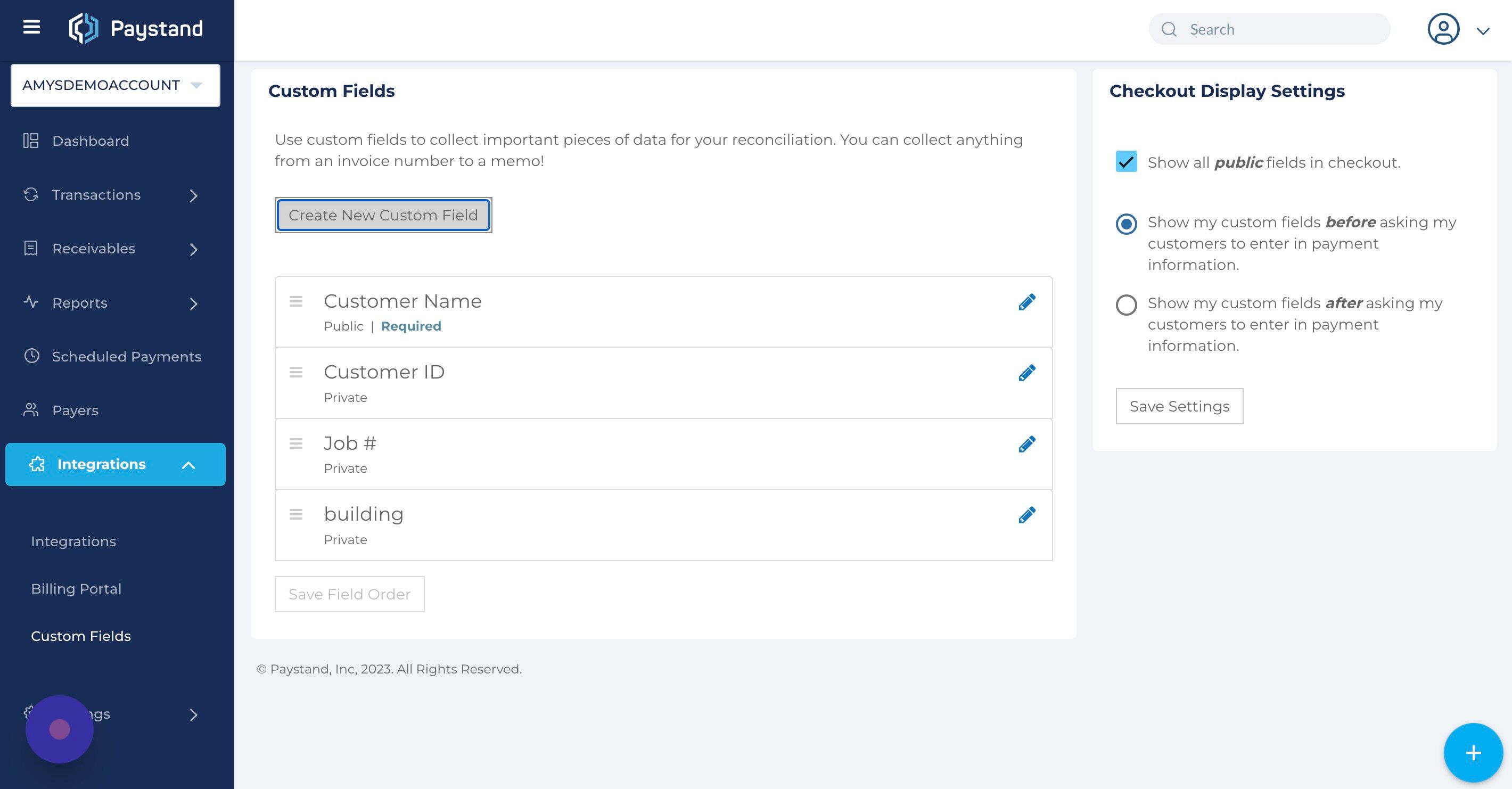 Custom Fields – Paystand Help Center