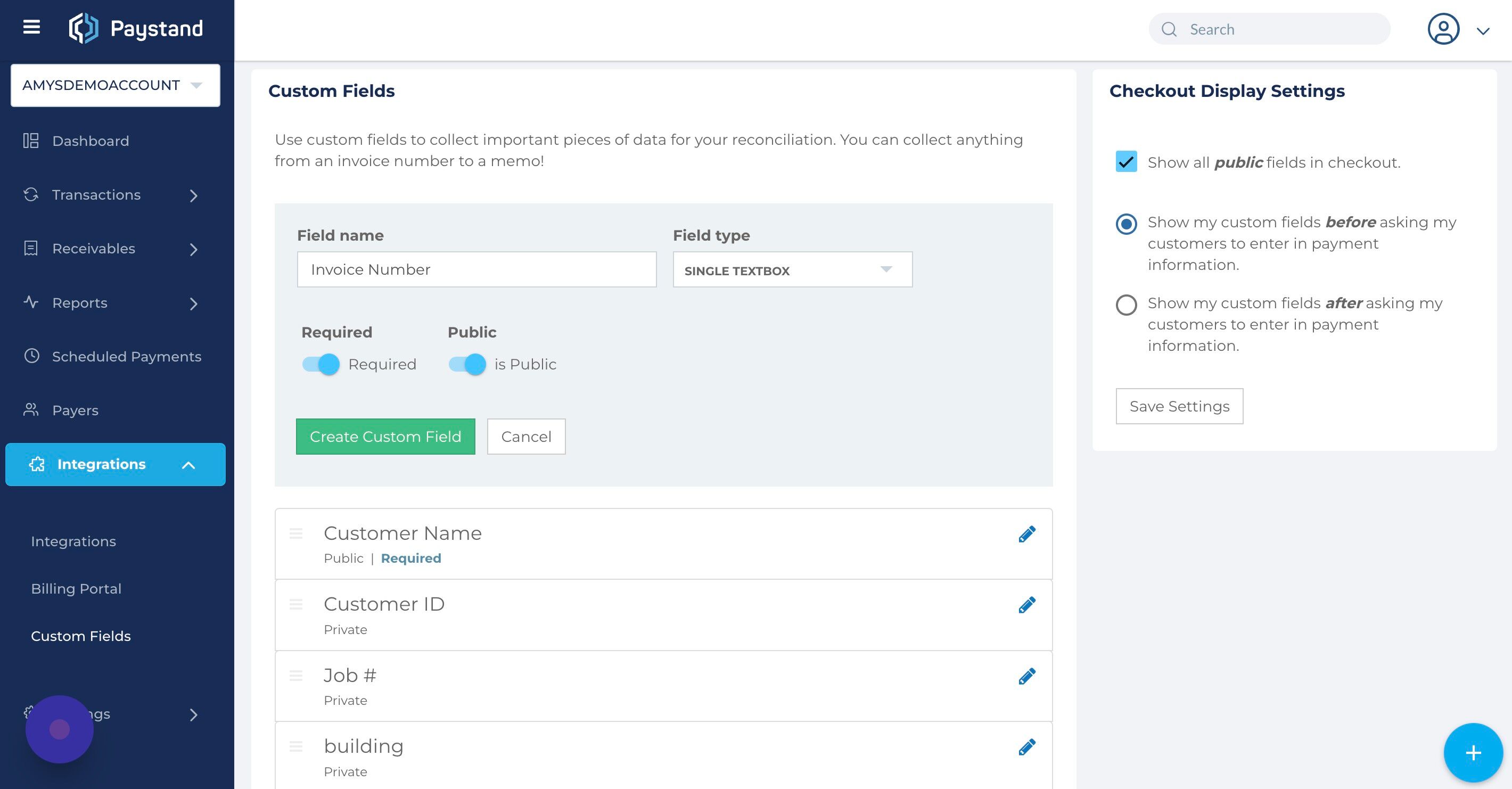 Custom Fields – Paystand Help Center