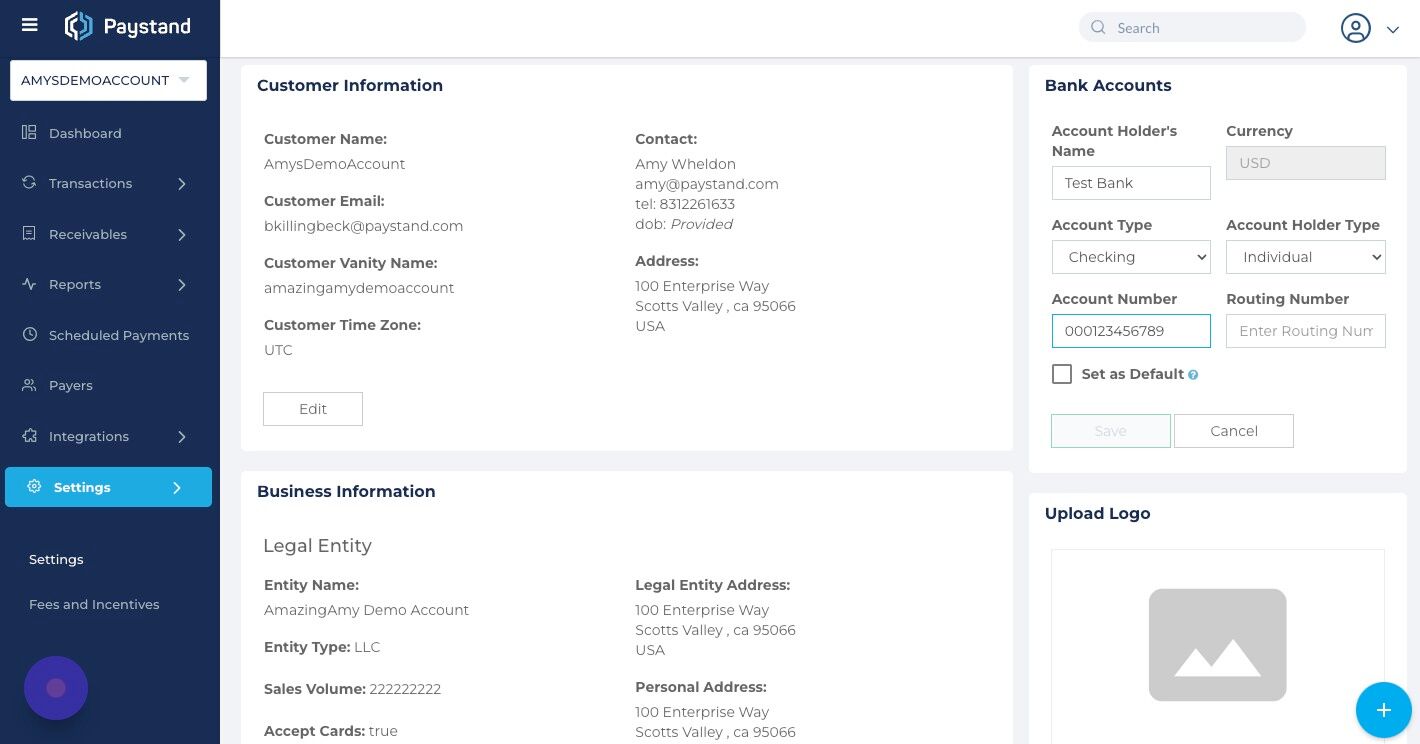 Change your Bank account – Paystand Help Center