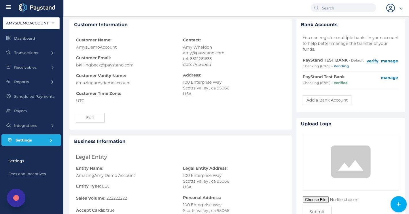 Change your Bank account – Paystand Help Center