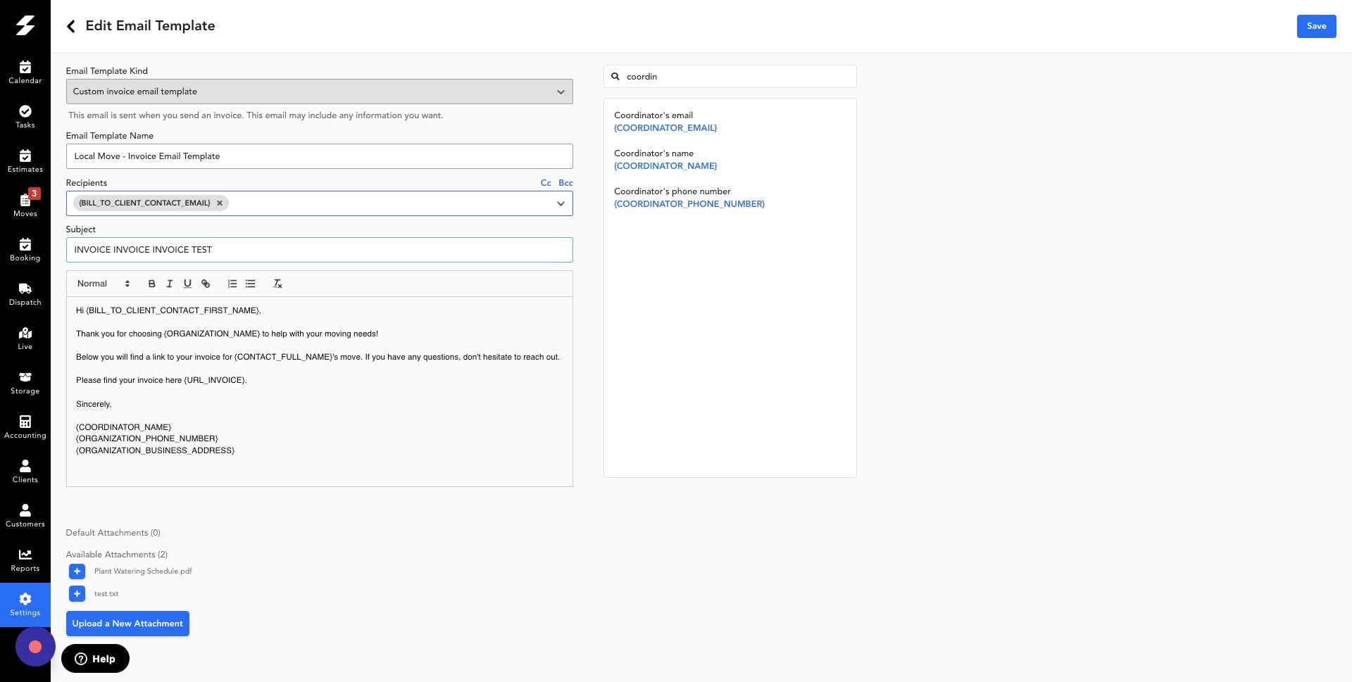 Managing Invoice Email and Receipt Templates – Supermove Help Center