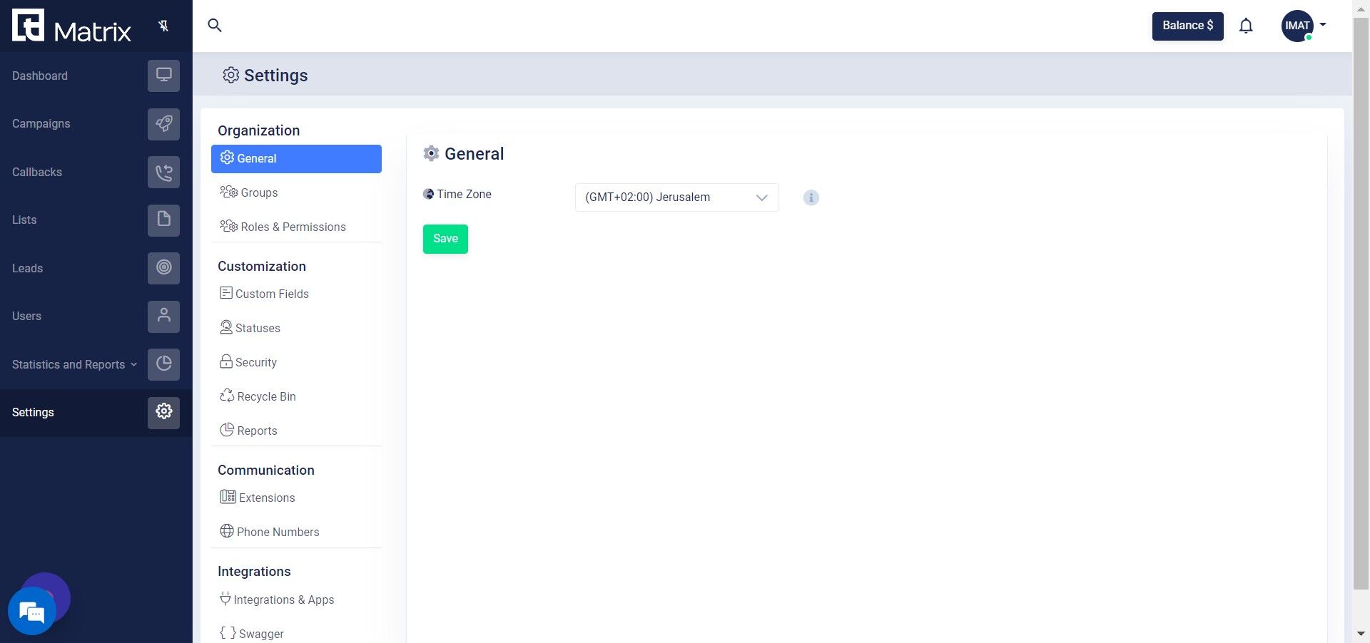 Matrix - Settings Organization