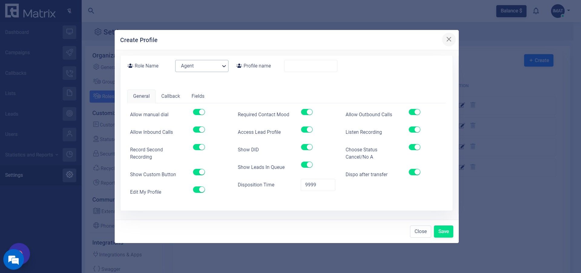 Matrix - Settings Organization