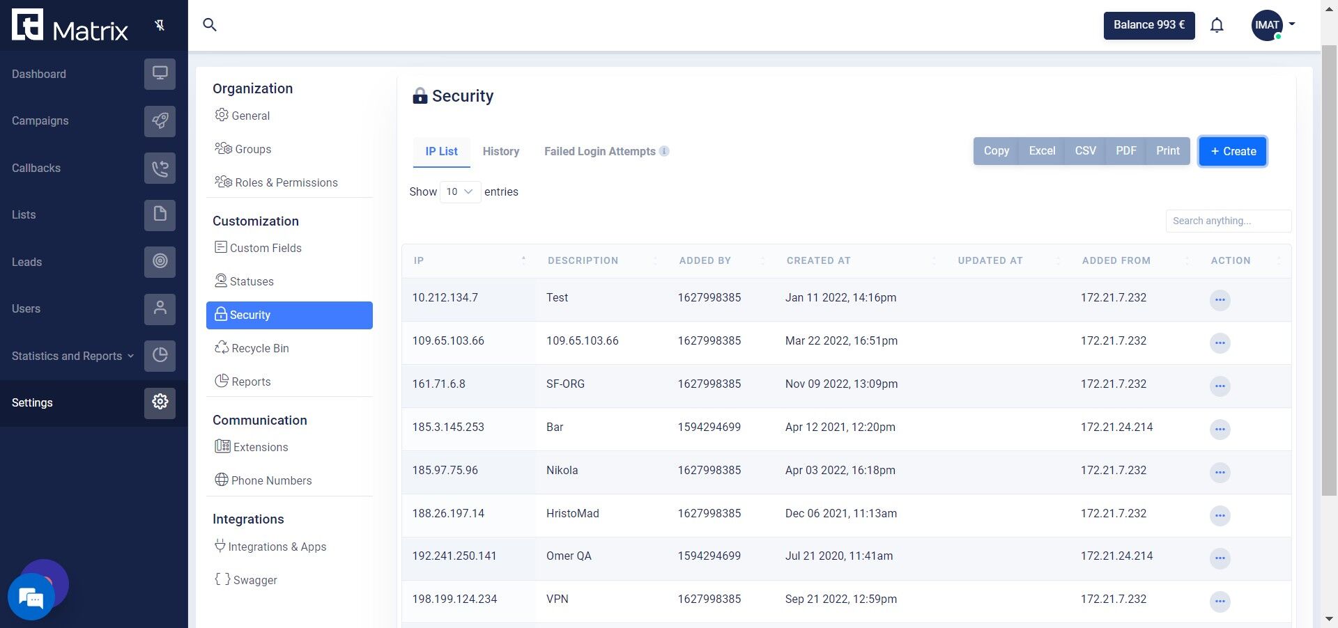 Matrix - Settings Customization