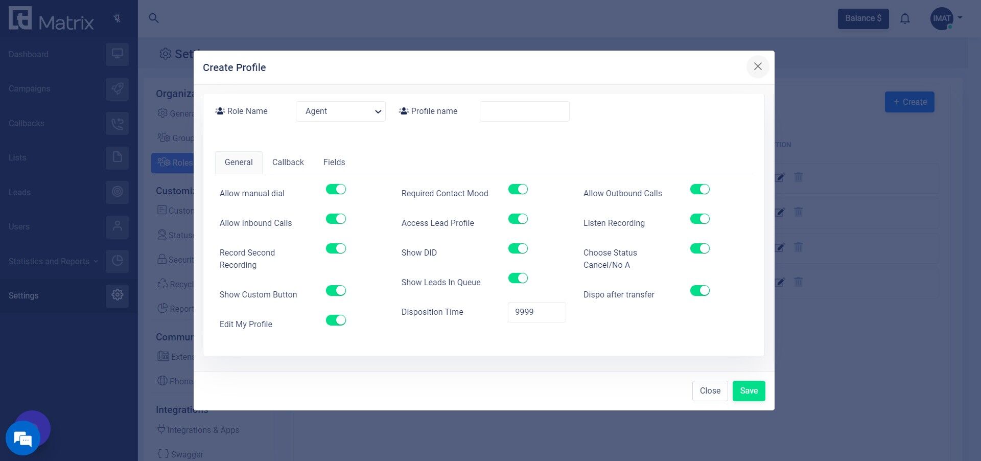 Matrix - Settings Organization