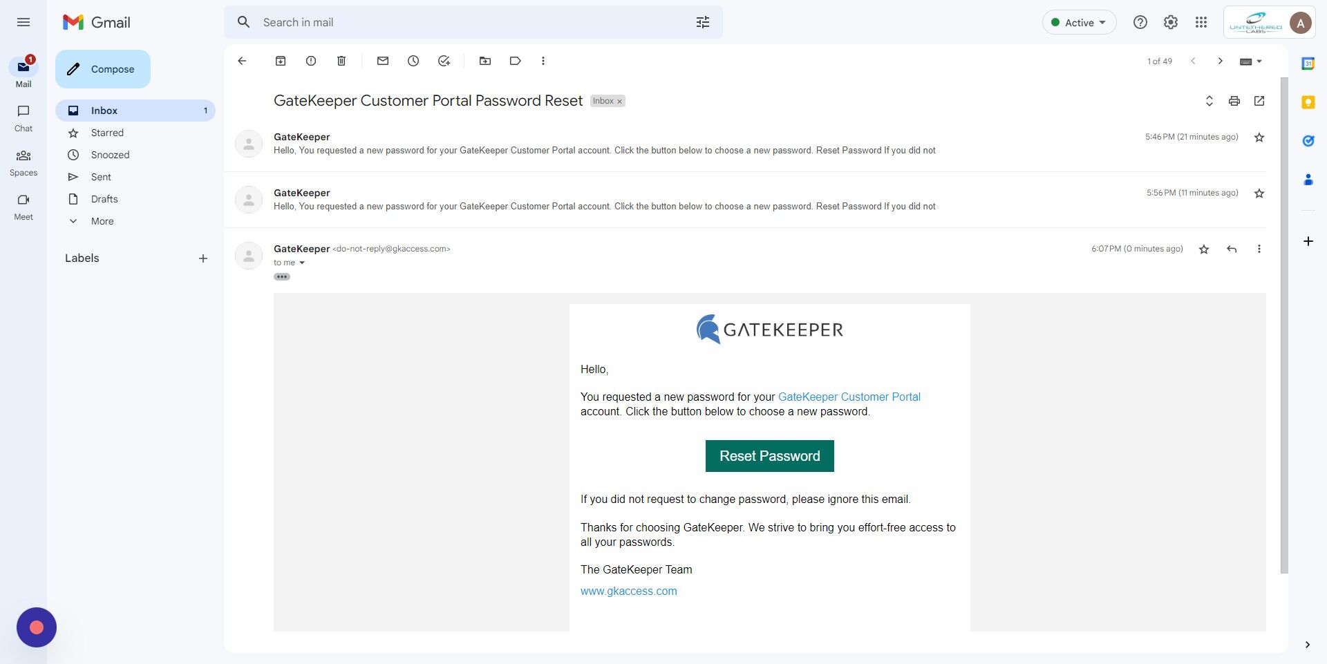 How to reset the GateKeeper Portal account password. – GateKeeper