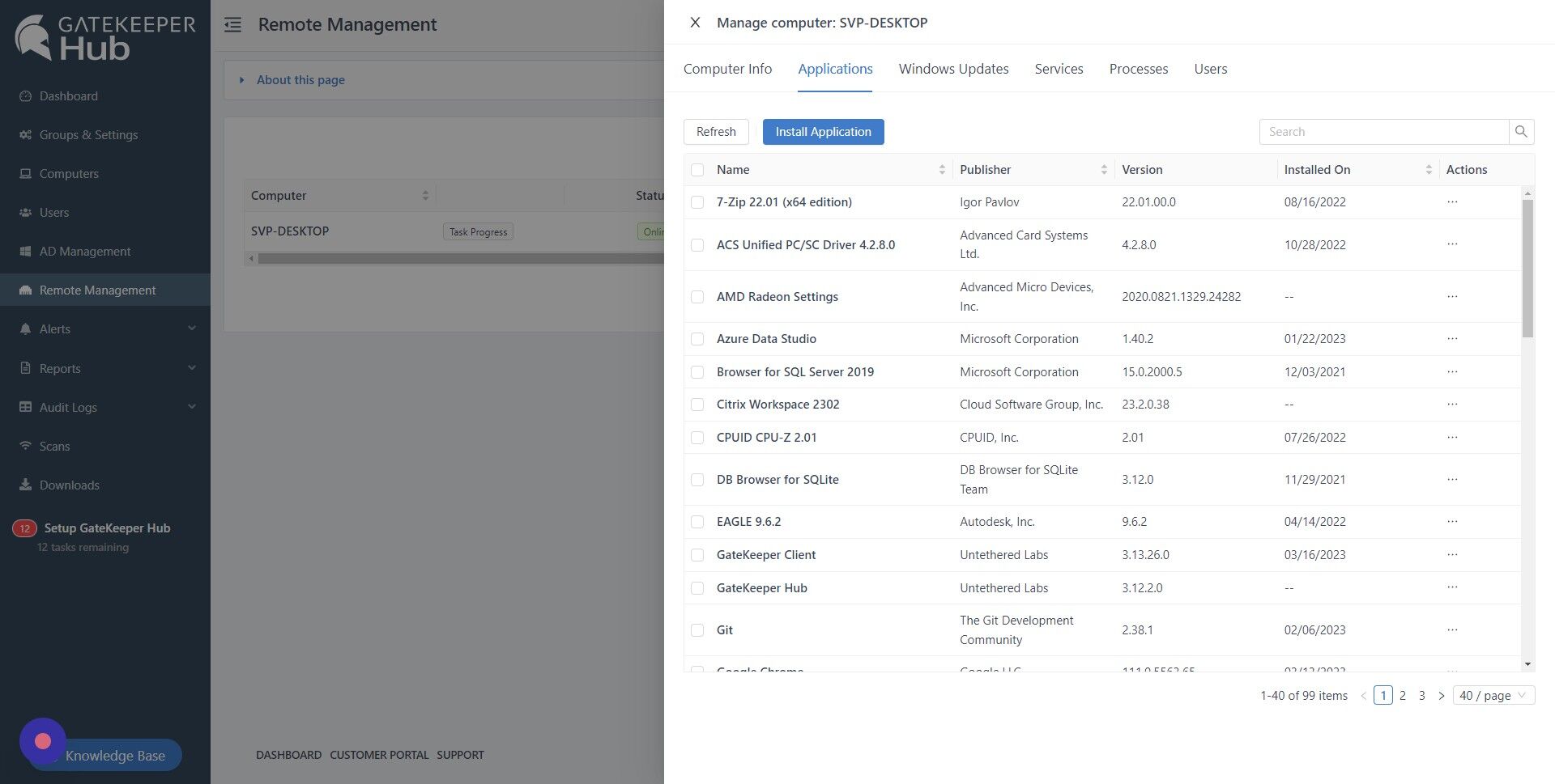 How to install an Application via Remote Management. – GateKeeper