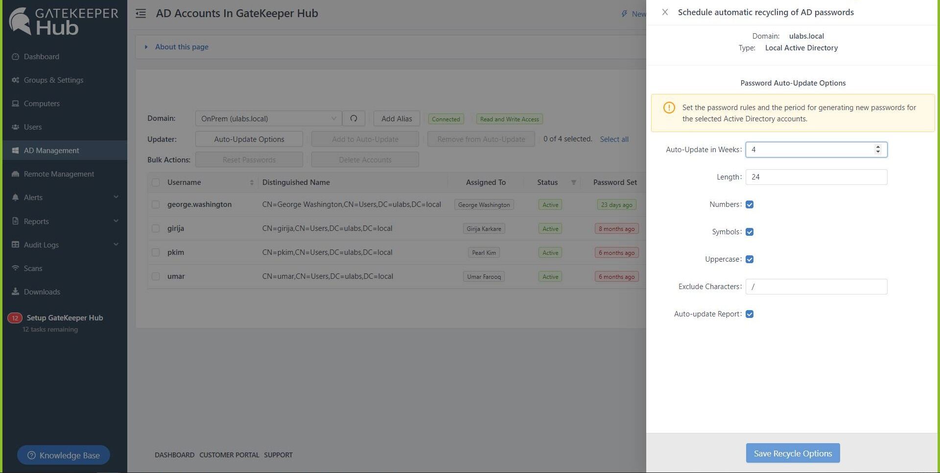 How to Set up Automatic Password Recycling in GateKeeper Hub. – GateKeeper