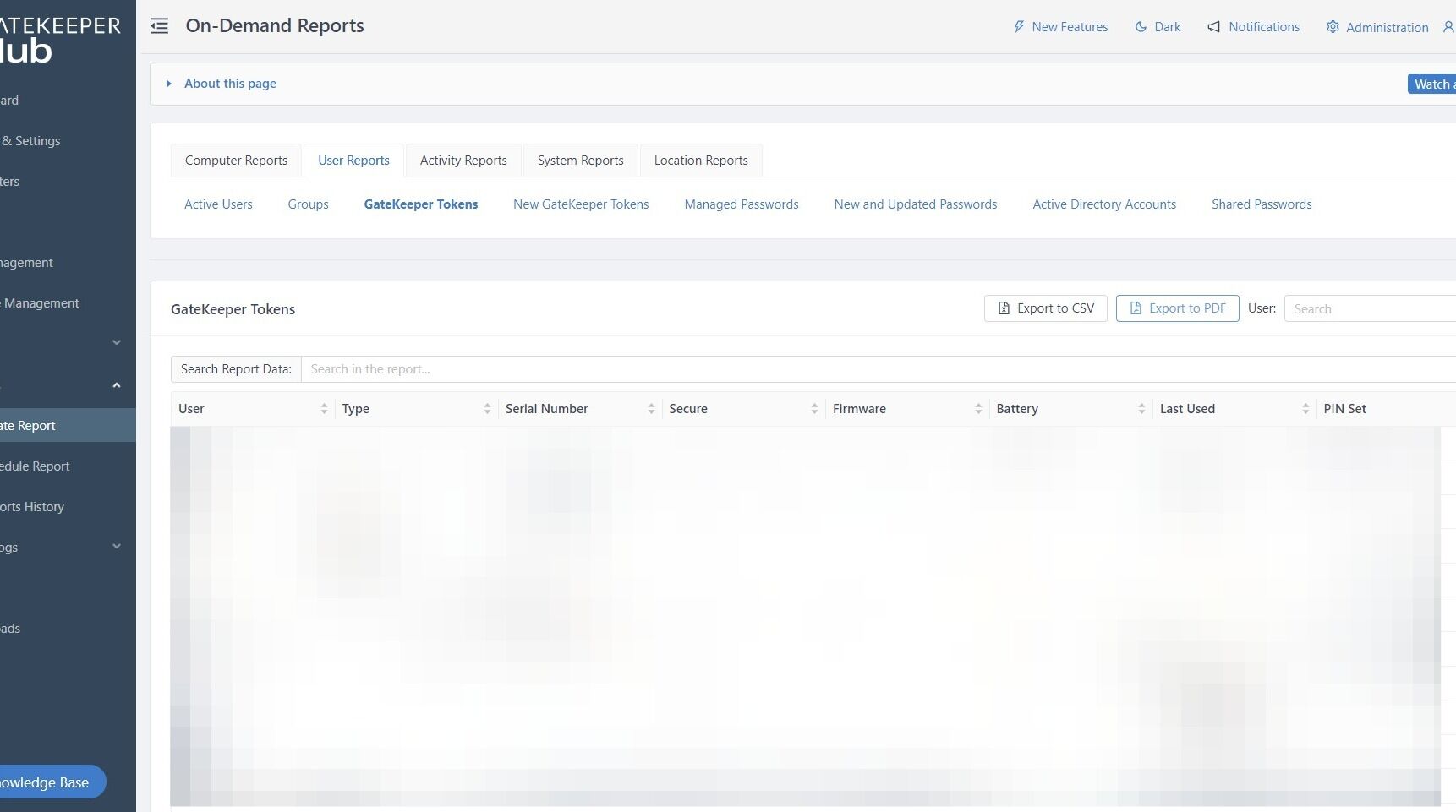 How to export a list of users with their assigned GateKeeper Halberd tokens. – GateKeeper