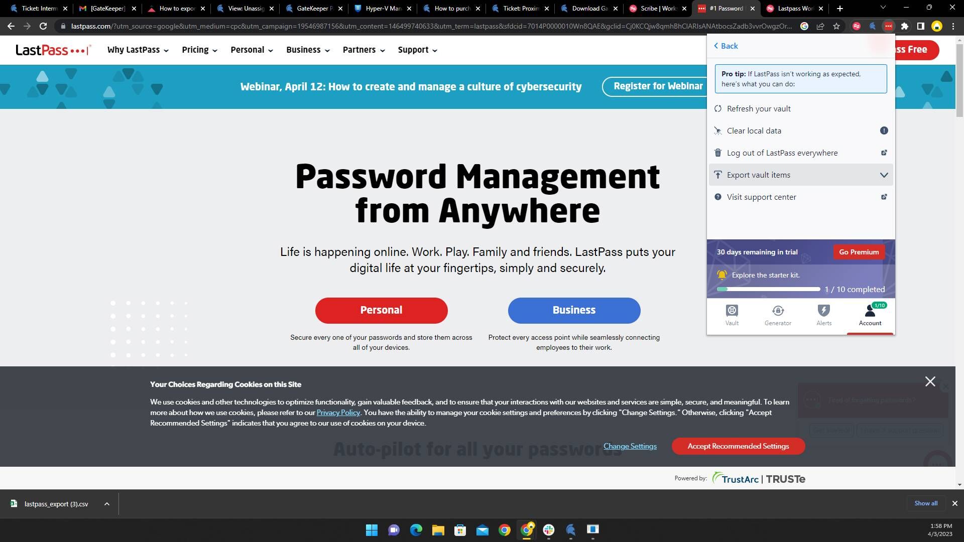 How to export credentials from LastPass and then import into GateKeeper ...
