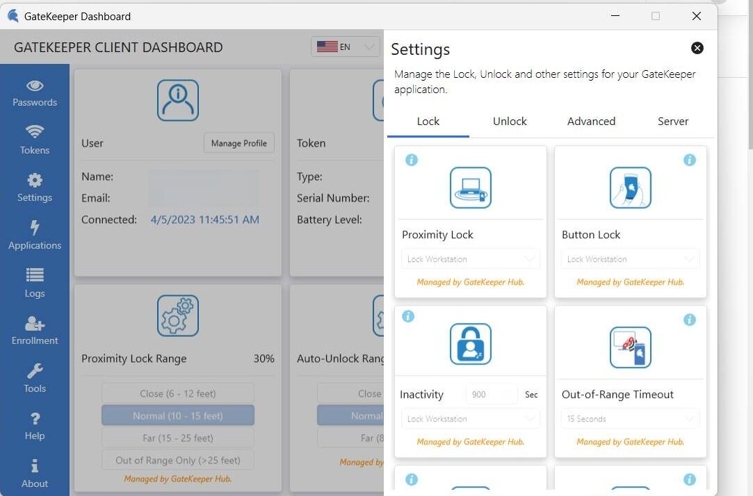 How to set unlock methods for off-hours. – GateKeeper