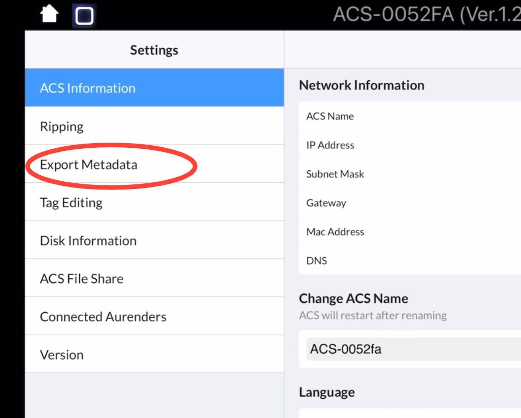 How to export metadata from ACS Manager? (A30 Manager) – Aurender