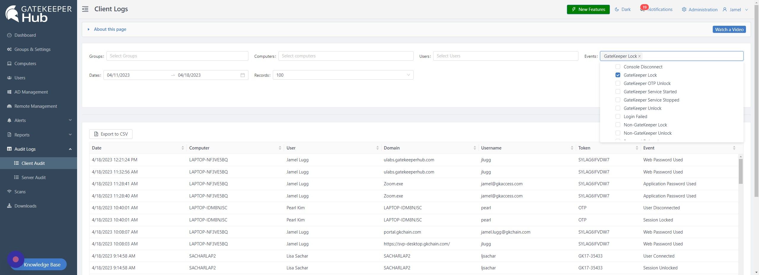 How to see why GateKeeper locked the computer through the GateKeeper Hub. – GateKeeper