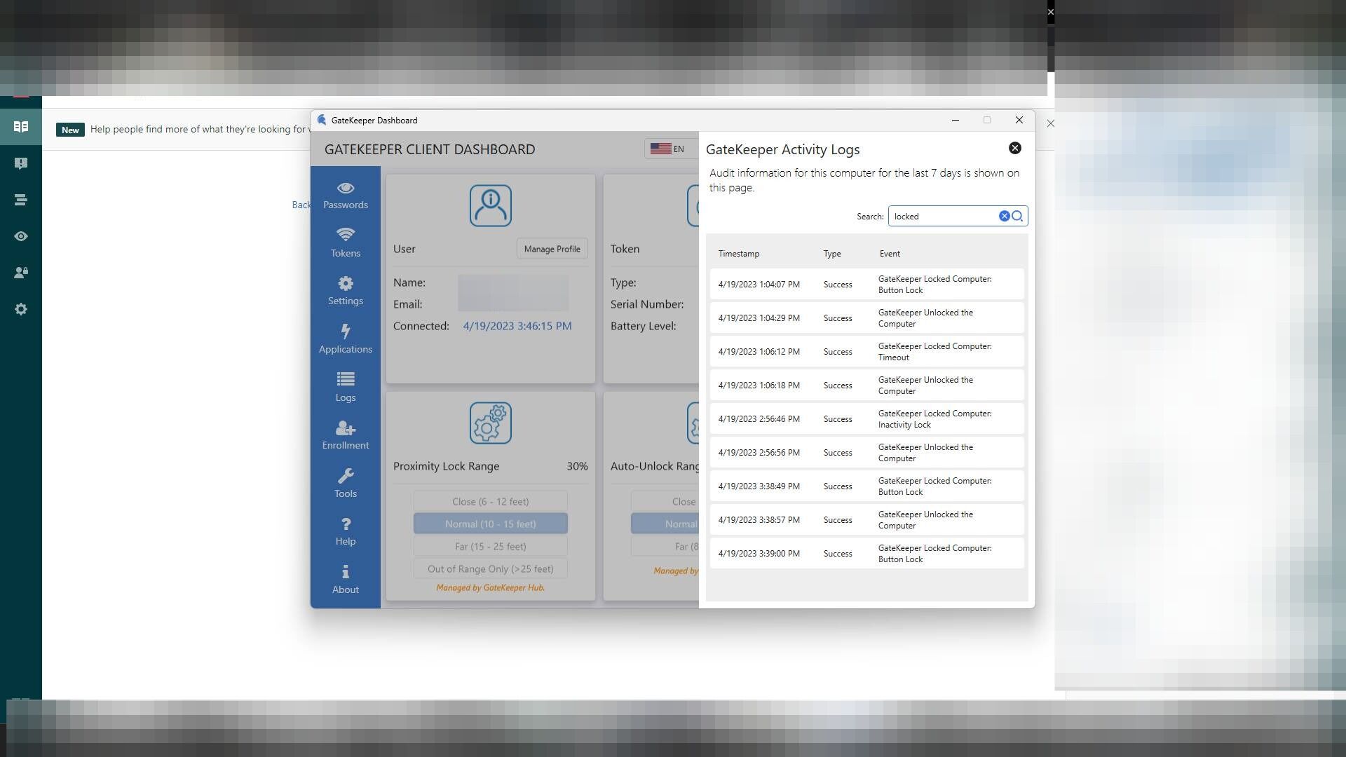How to see why GateKeeper locked the computer from client app. – GateKeeper
