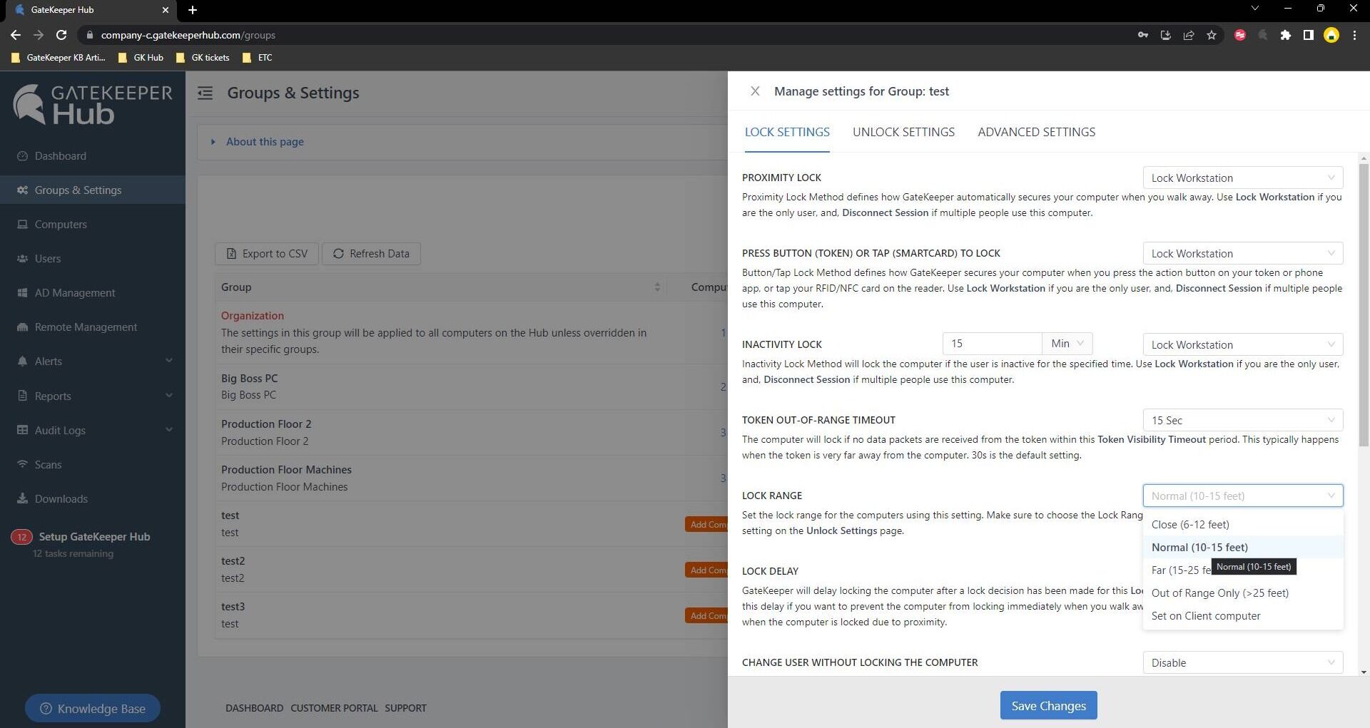 How to change Lock Range settings? – GateKeeper
