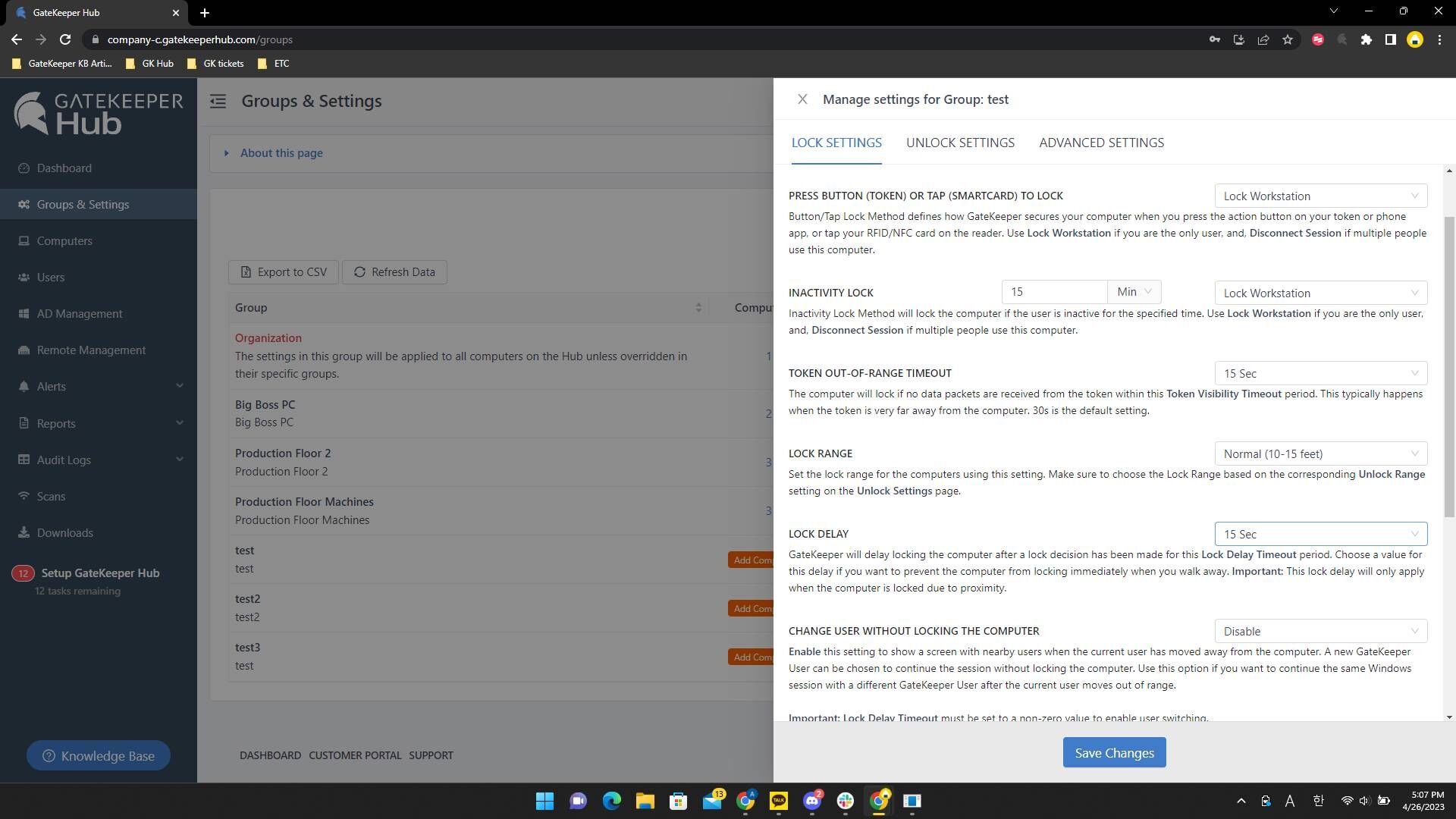 How to change Lock Delay settings? – GateKeeper