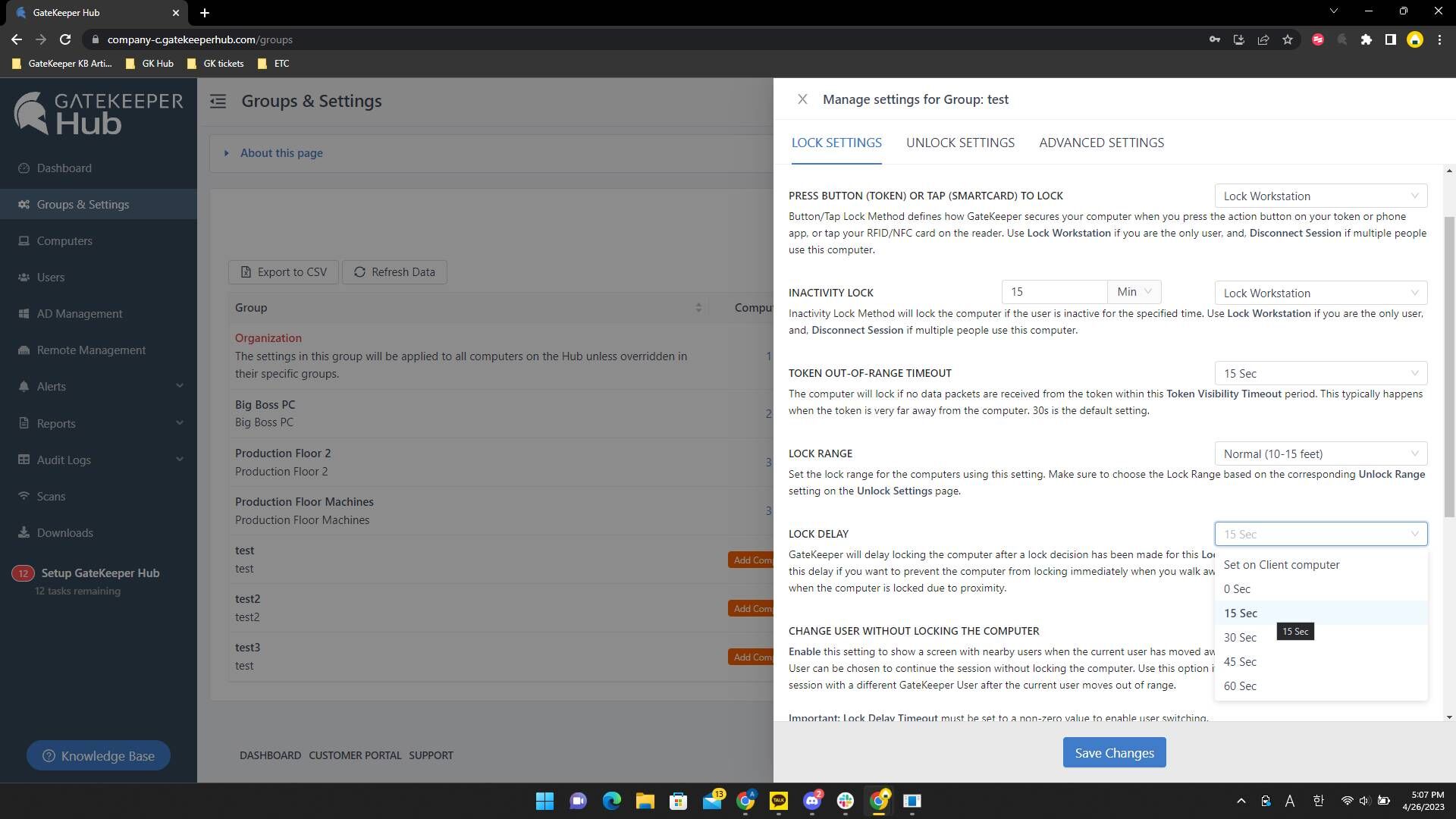How to change Lock Delay settings? – GateKeeper