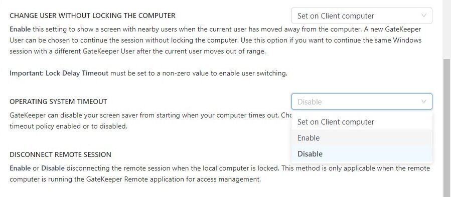 How to change the operating system timeout using the GateKeeper Hub ...