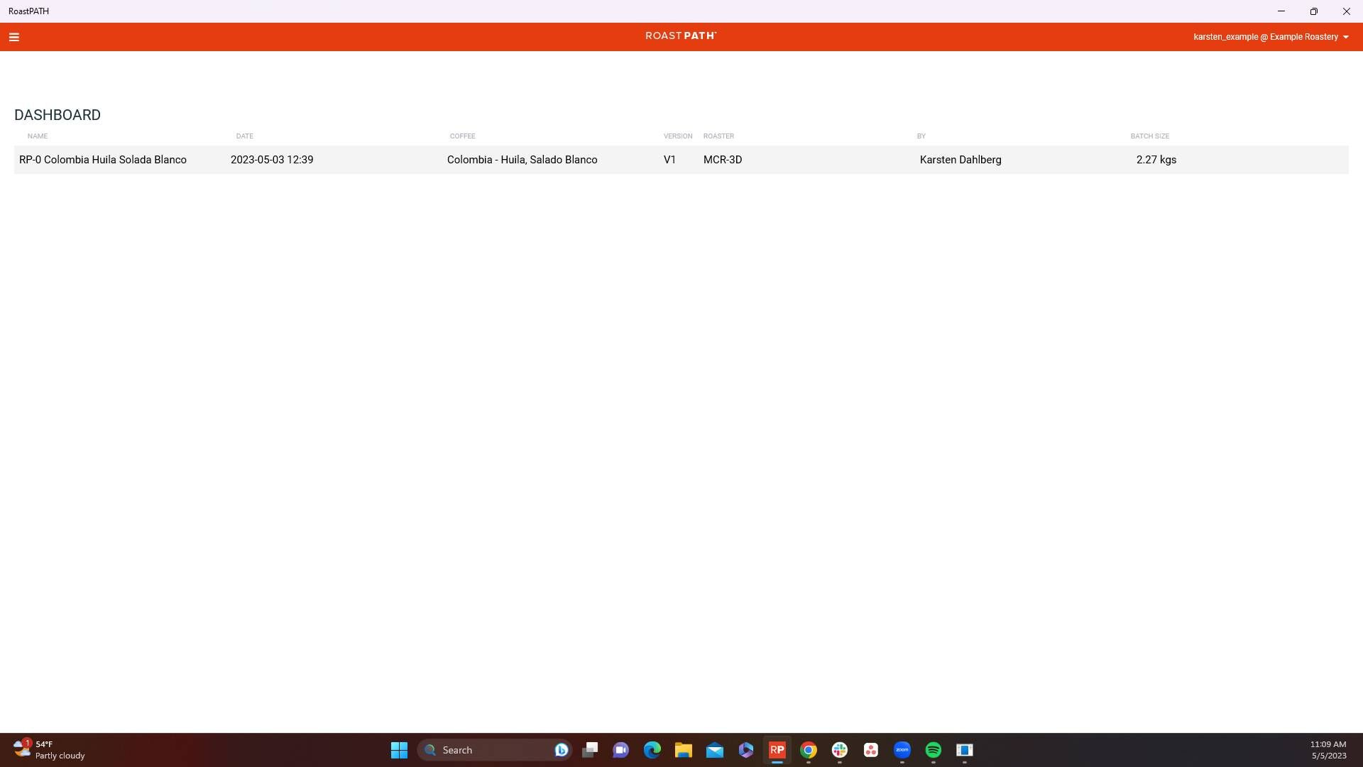 Viewing Saved Profiles – RoastPATH