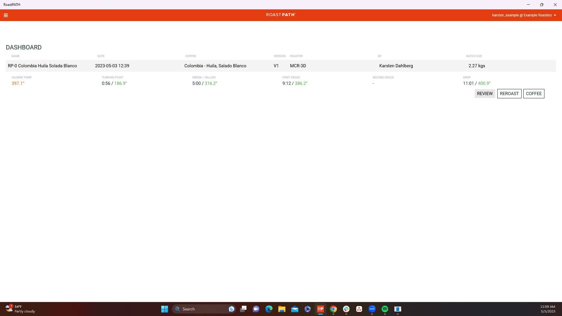 Viewing Saved Profiles – RoastPATH