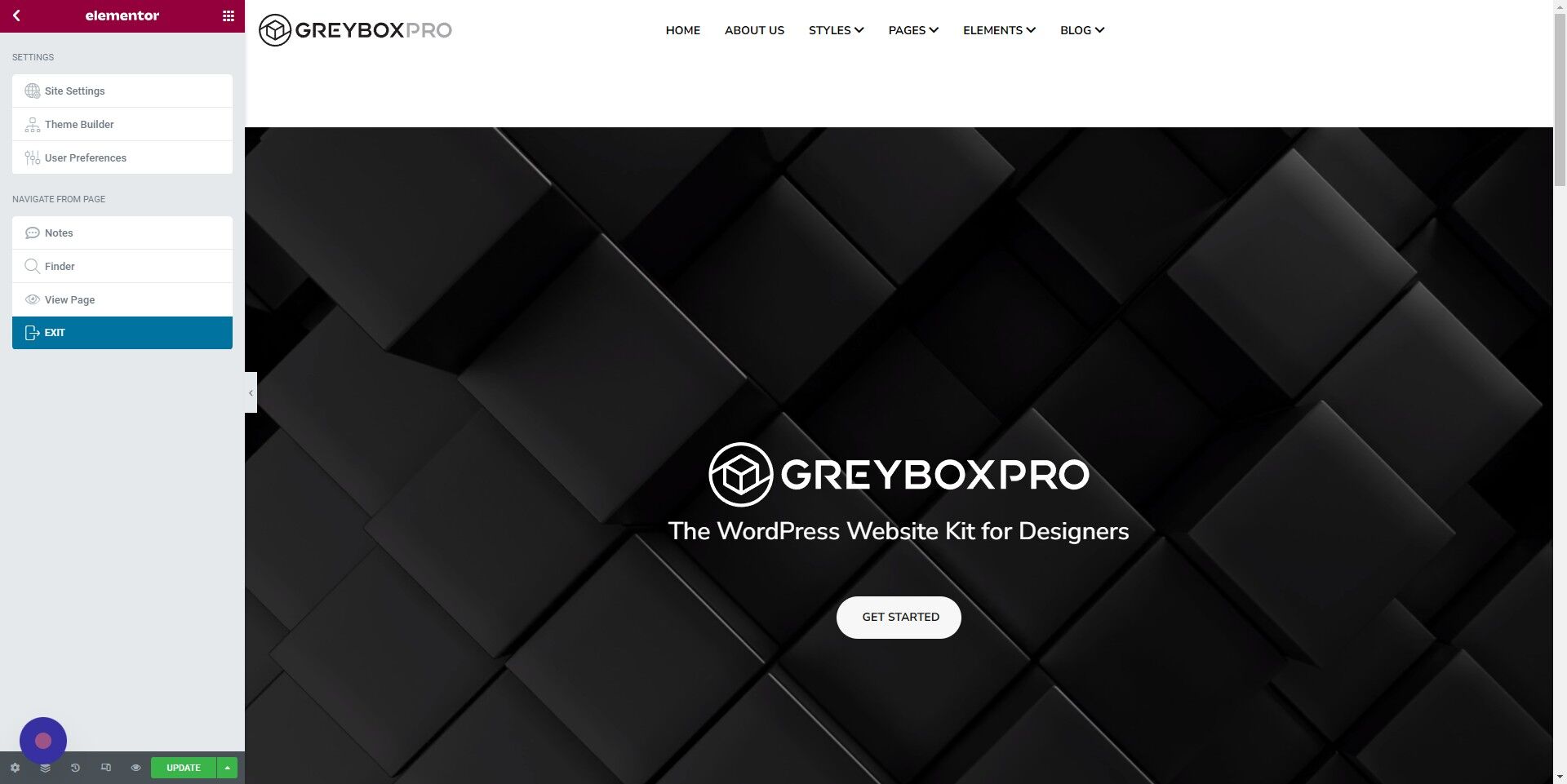 Creating a homepage using a pre-built page - GreyboxPro