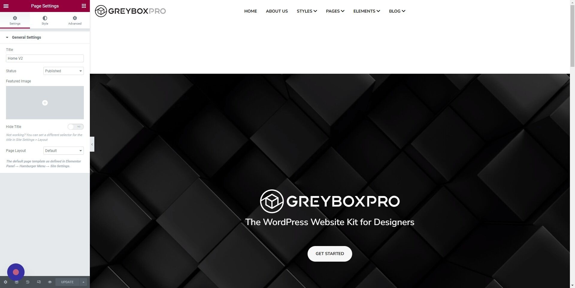 Creating a homepage using a pre-built page - GreyboxPro