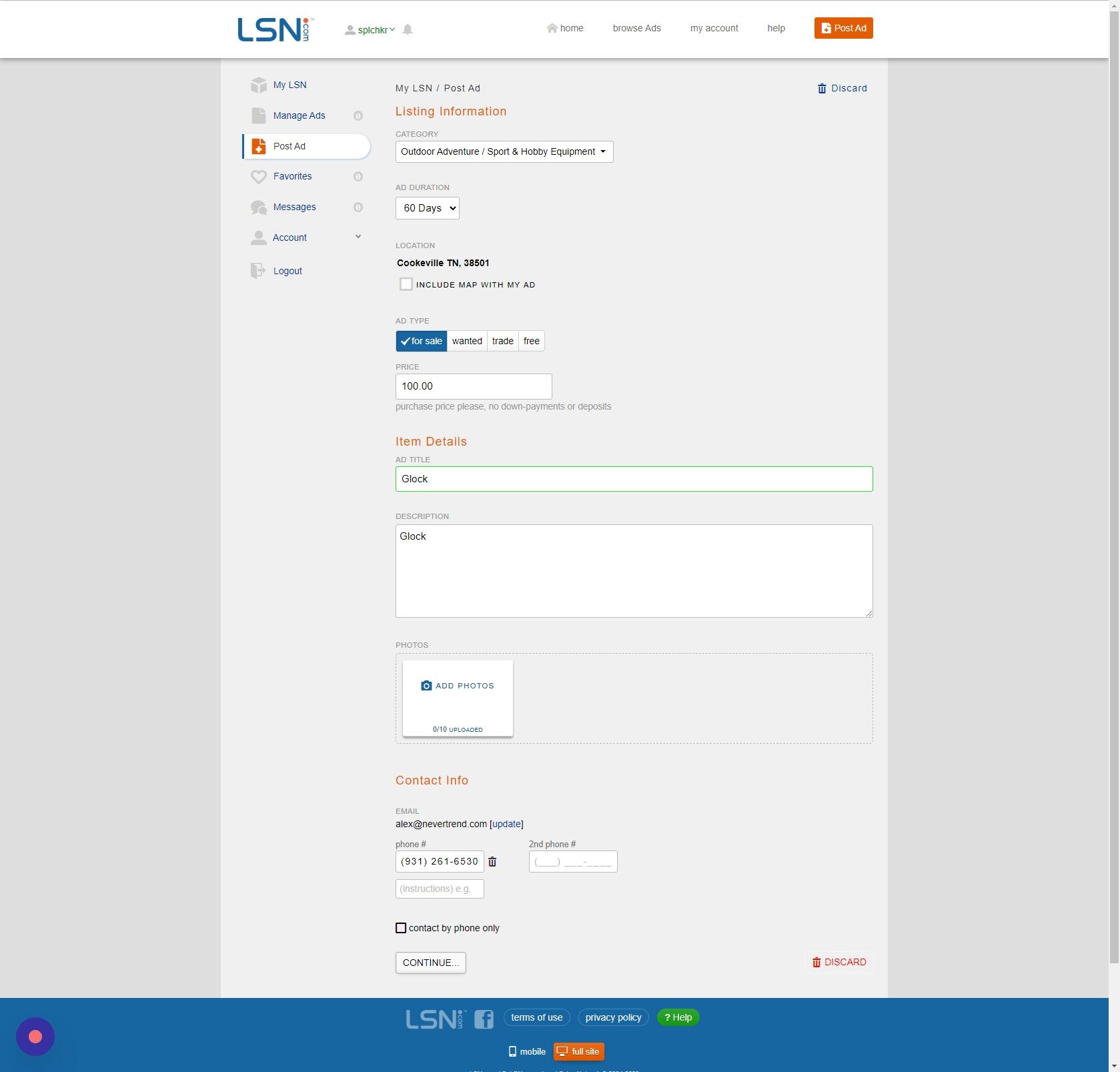 Posting Ads – LSN Support