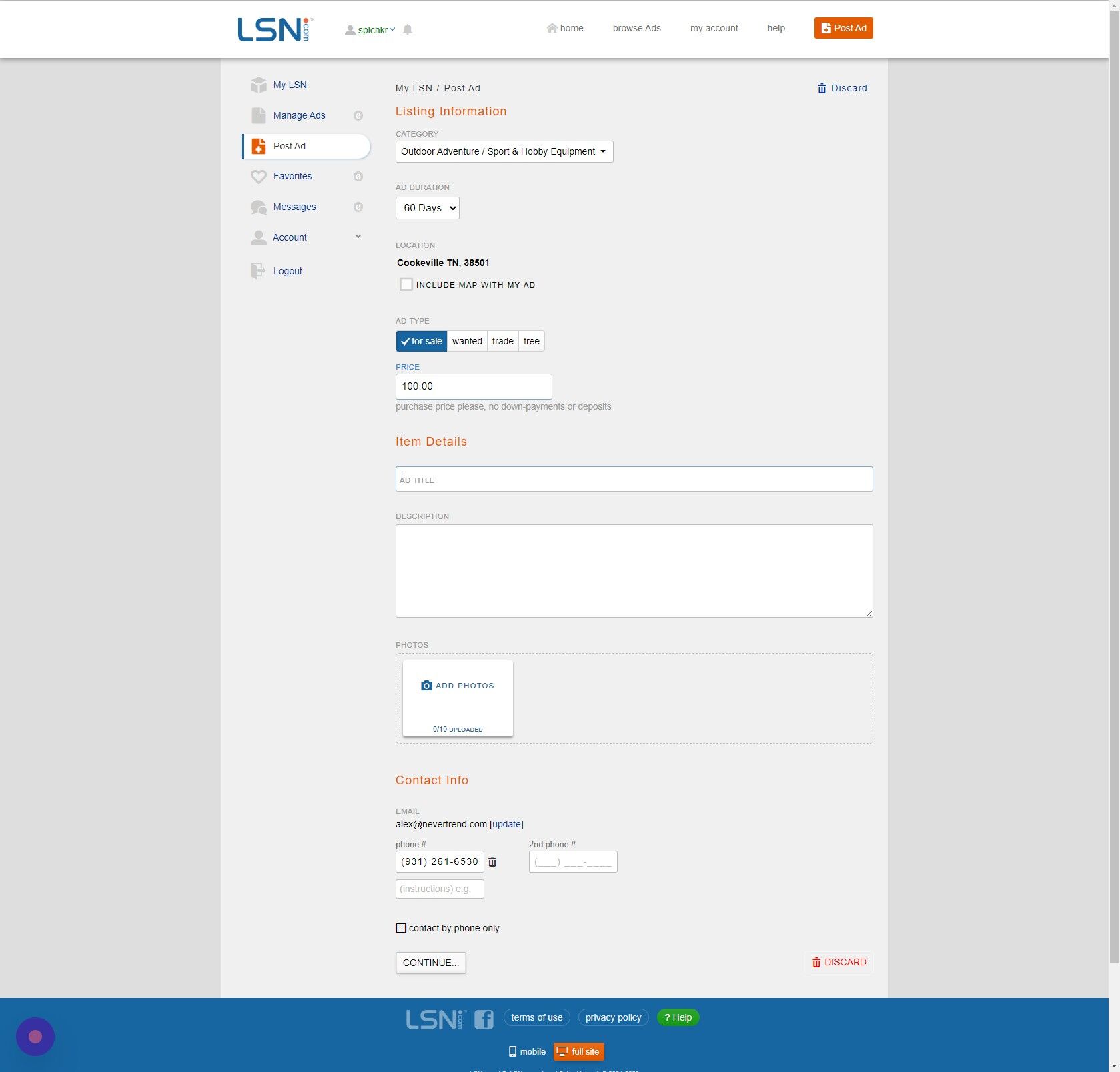 Posting Ads – LSN Support