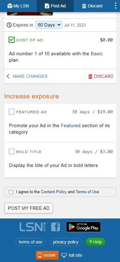 Posting Ads – LSN Support