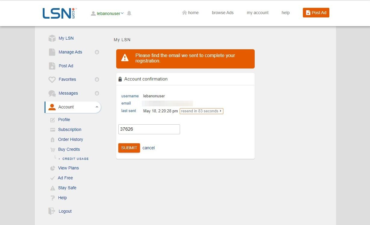 Registering a new account – LSN Support