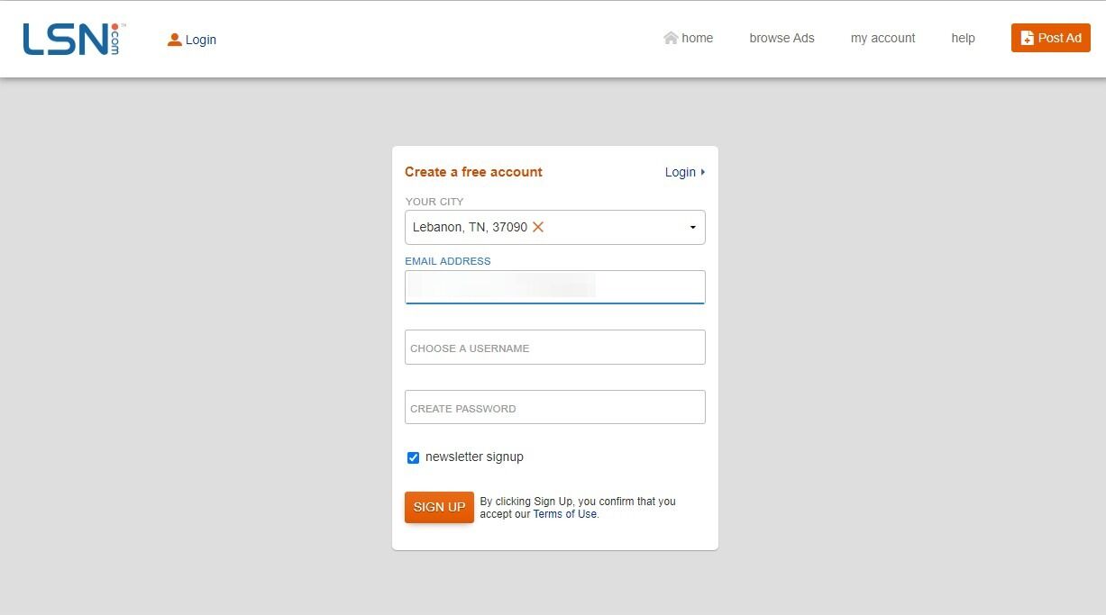 Registering a new account – LSN Support
