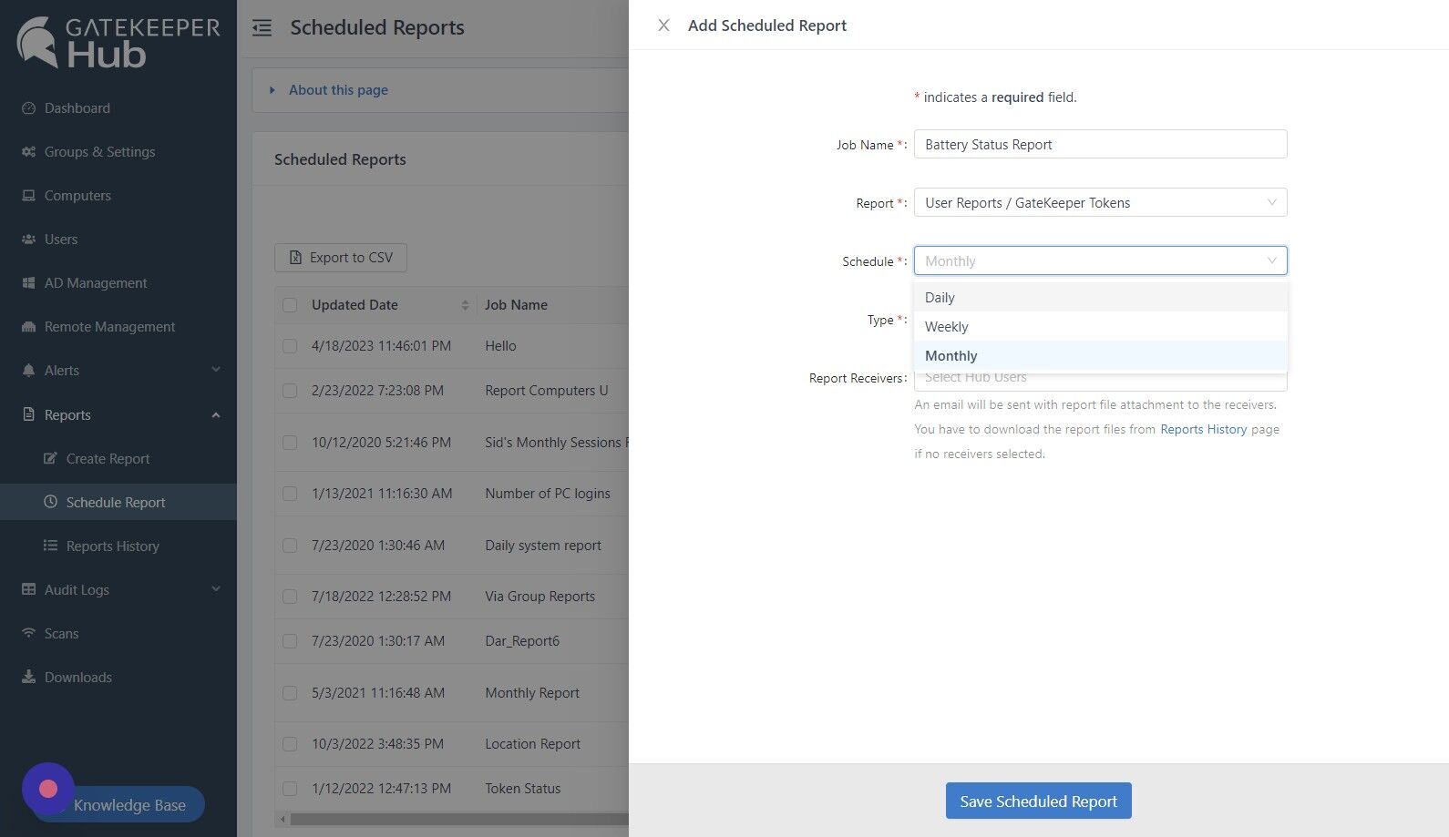 How to schedule an automated report about the token's battery status ...