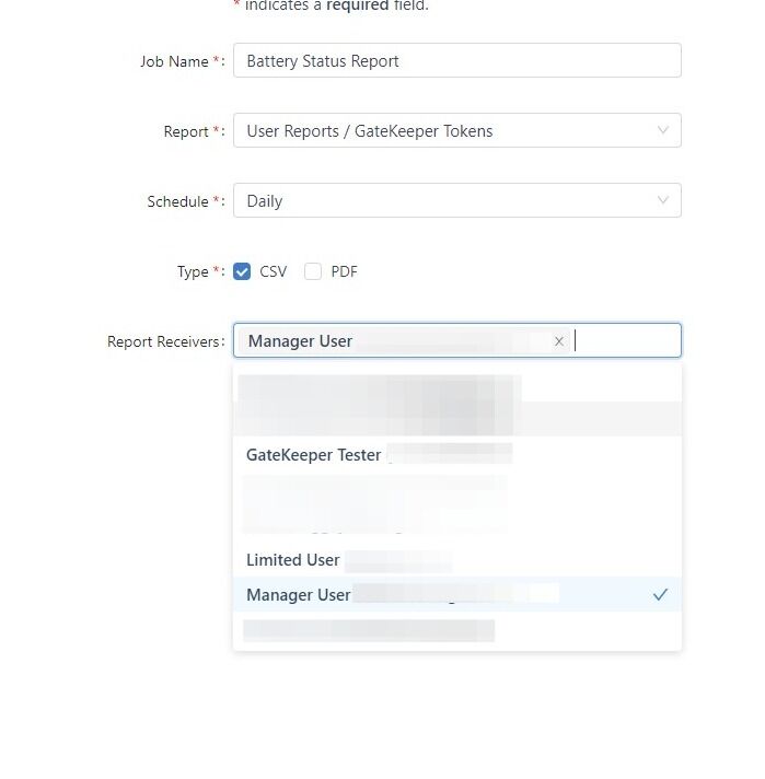 How to schedule an automated report about the token's battery status. – GateKeeper