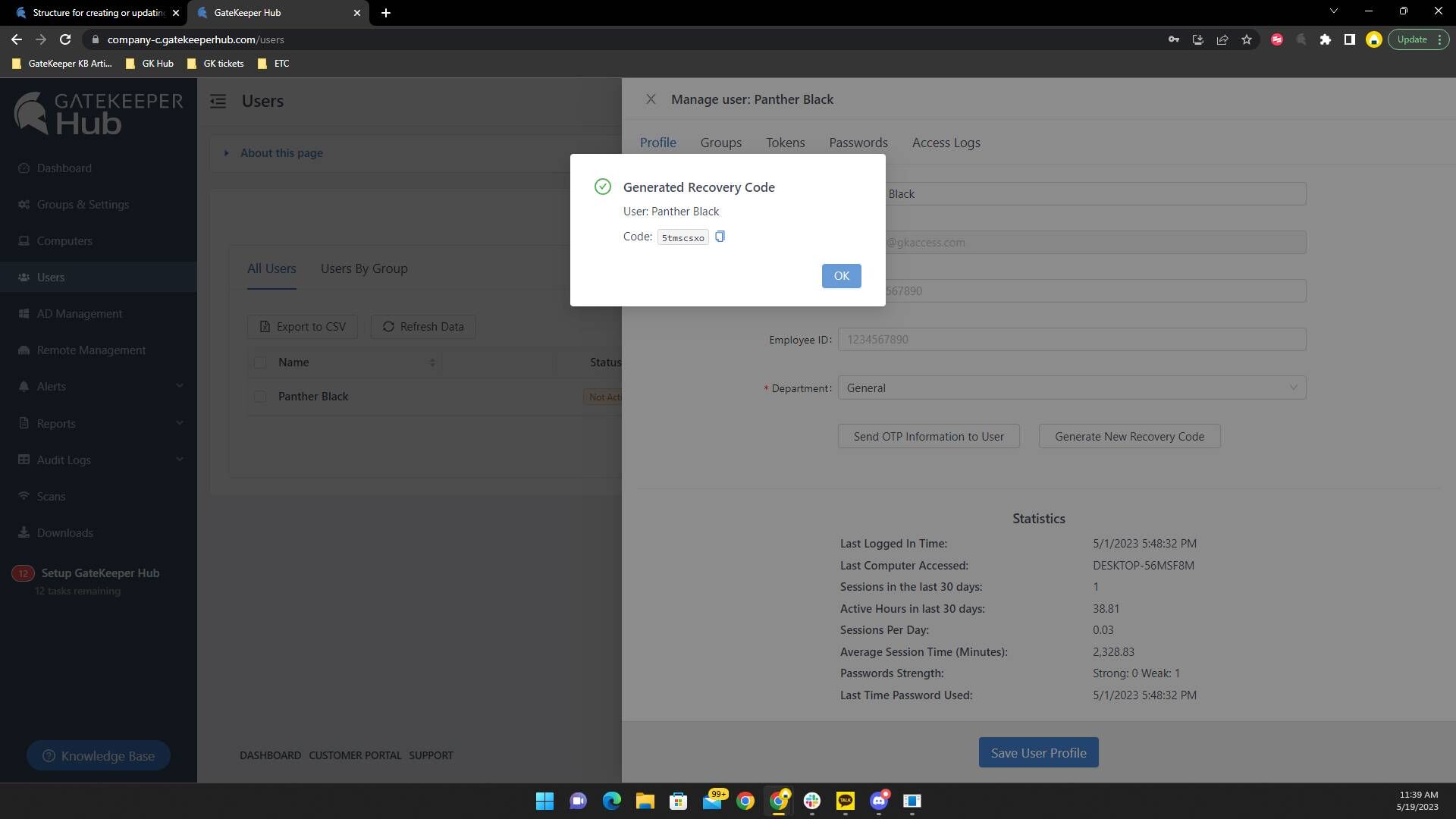 How to "Generate a New Recovery Code"? – GateKeeper
