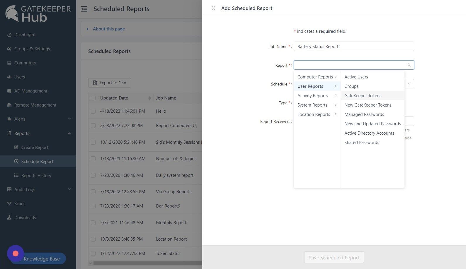 How to schedule an automated report about the token's battery status ...