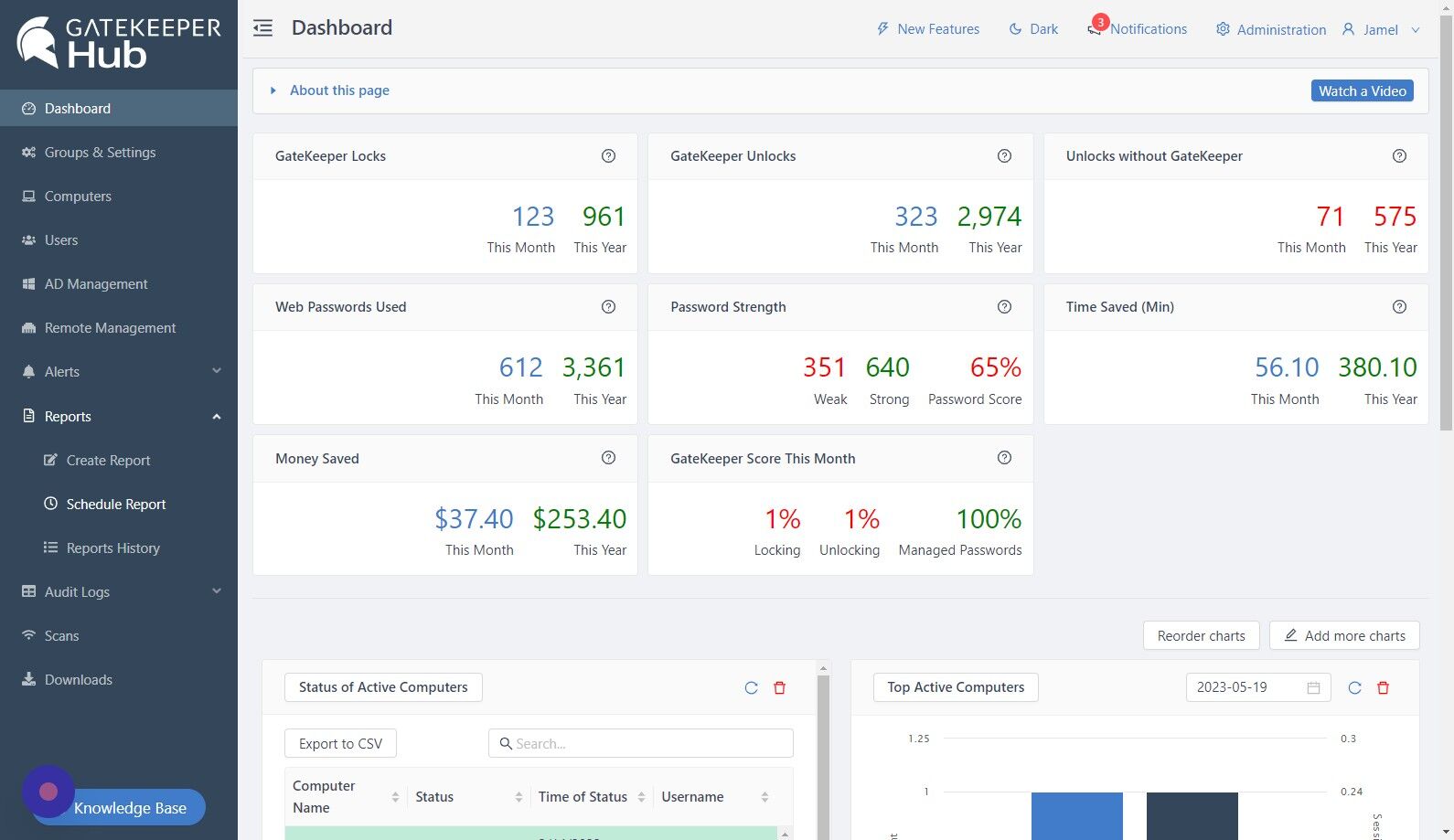 How to schedule an automated report about the token's battery status. – GateKeeper