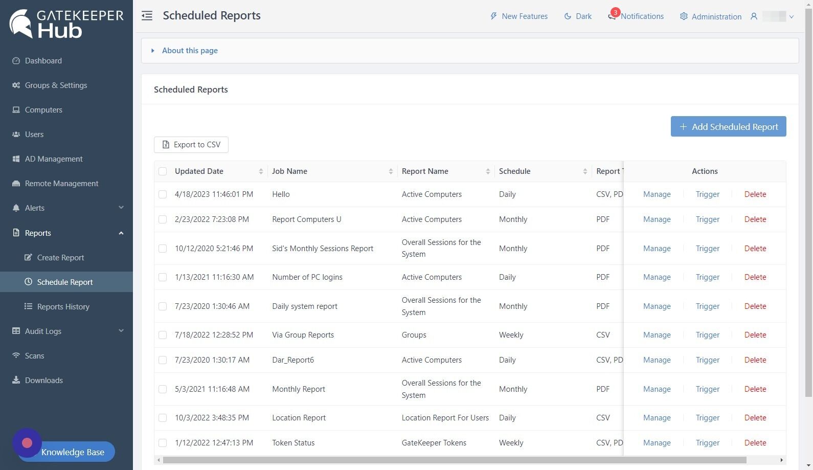How to schedule an automated report about the token's battery status. – GateKeeper