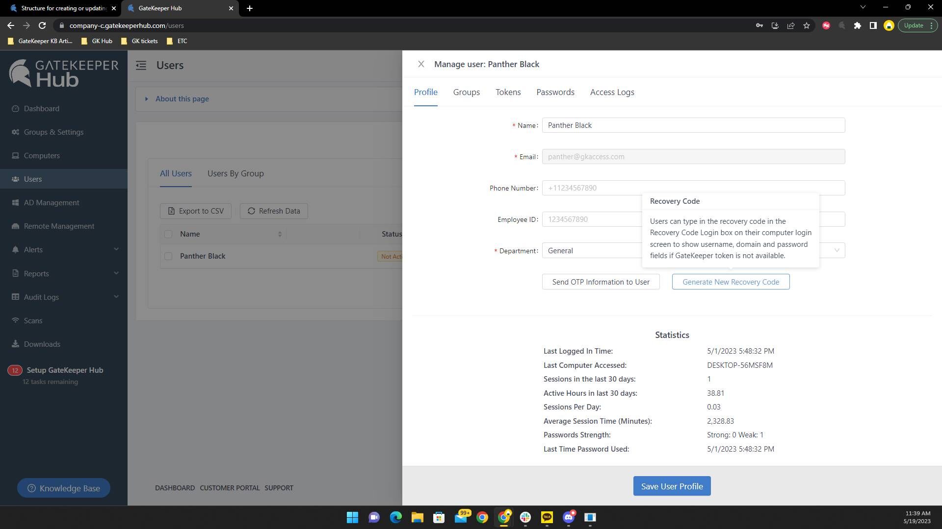 How to "Generate a New Recovery Code"? – GateKeeper