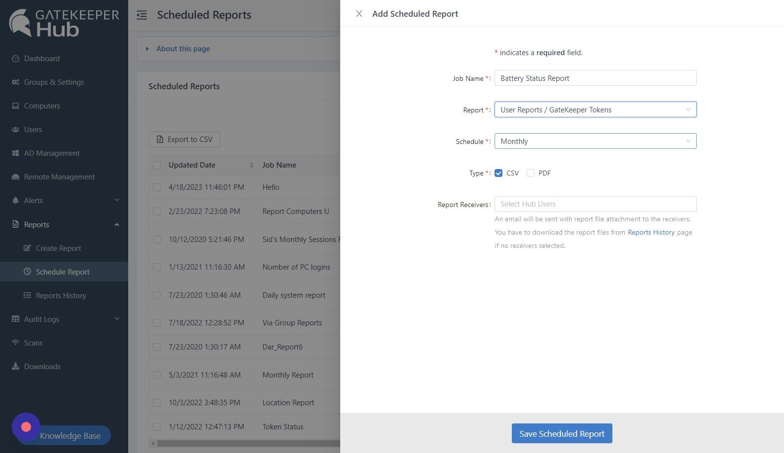How to schedule an automated report about the token's battery status ...