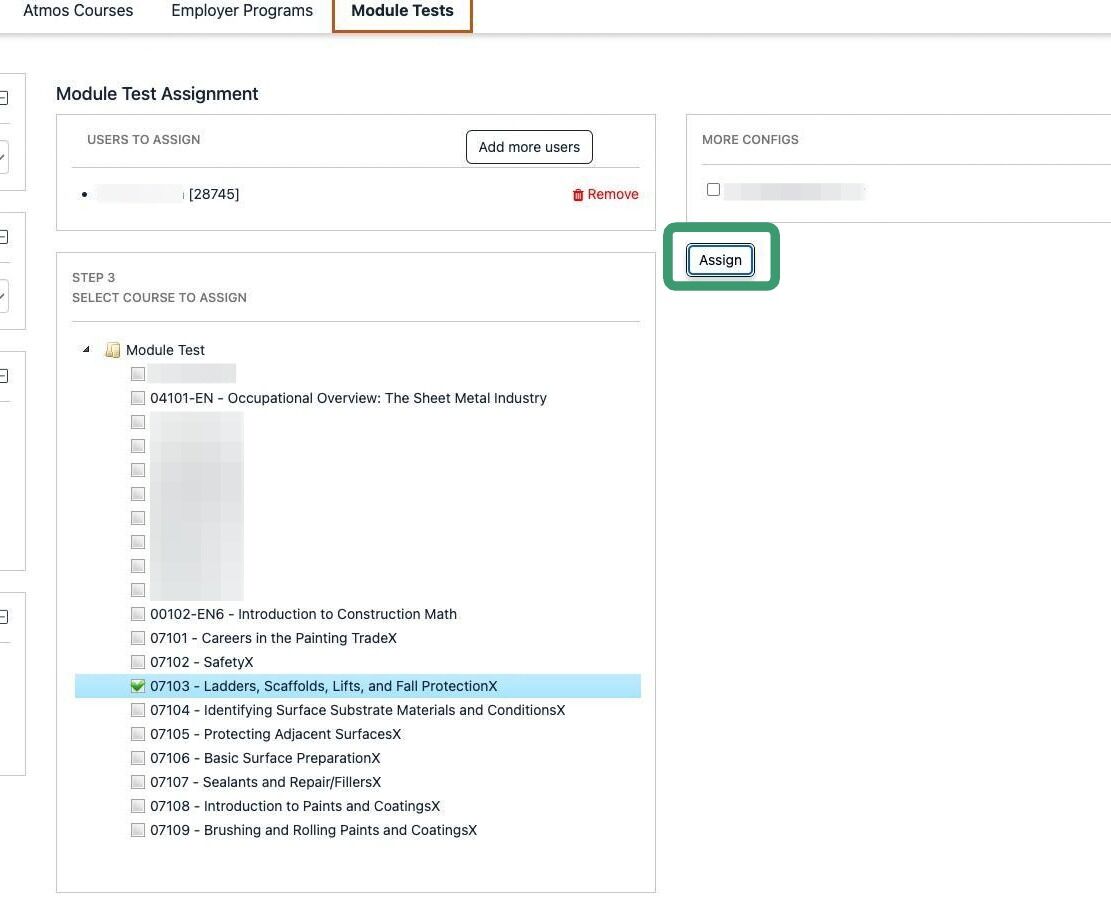 How to assign a test in the NCCER Learning Platform
