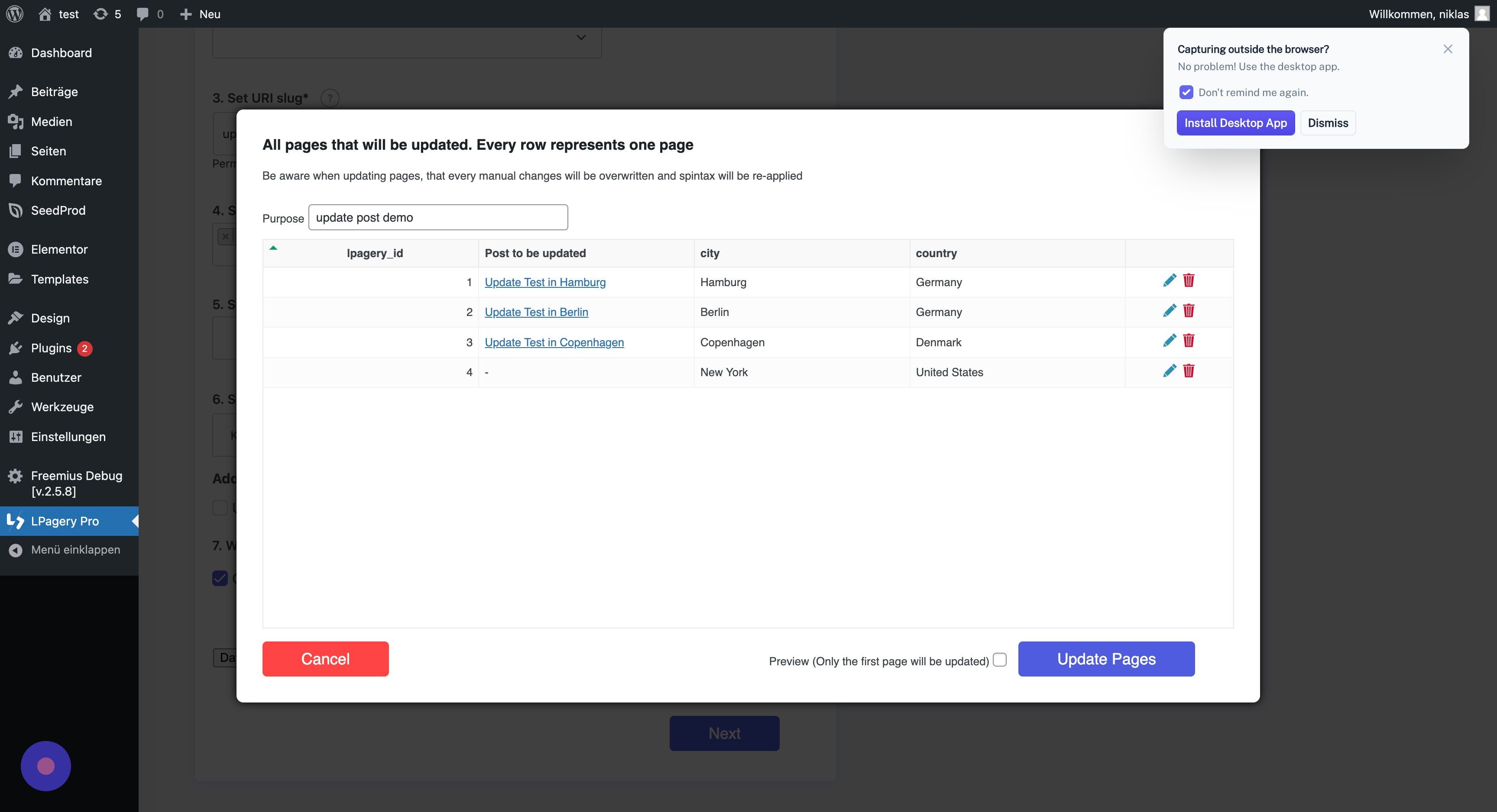 How to Update Created Pages - LPagery