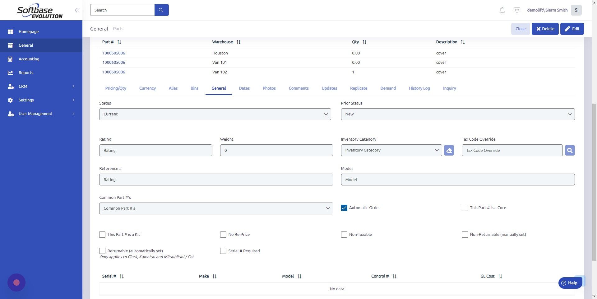 Set Part to Automatic Order