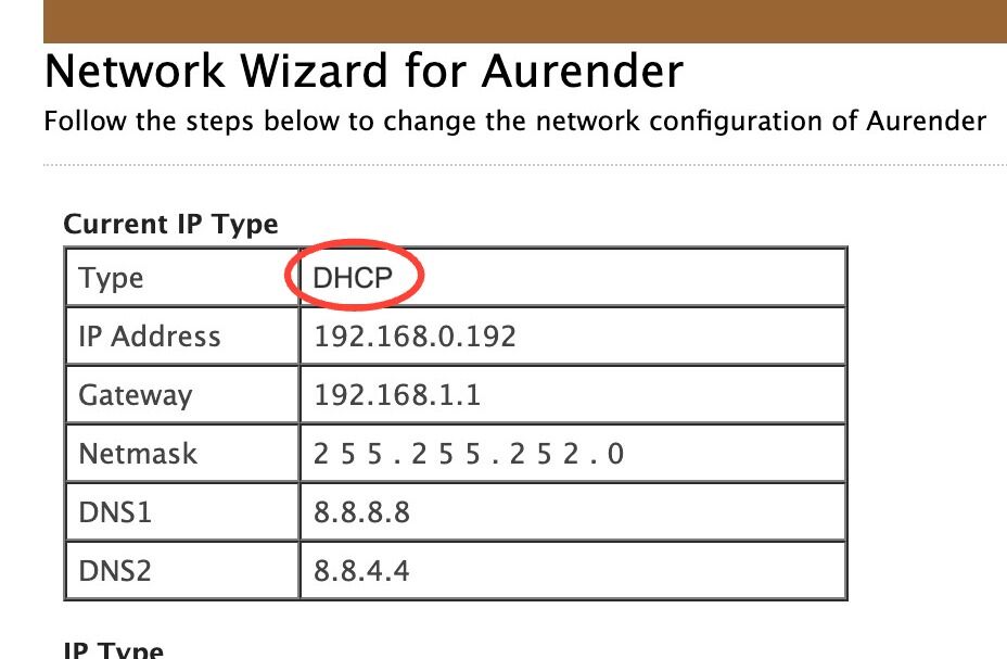 Switching Aurender Network Settings from Static IP to DHCP (x.23.316 ...