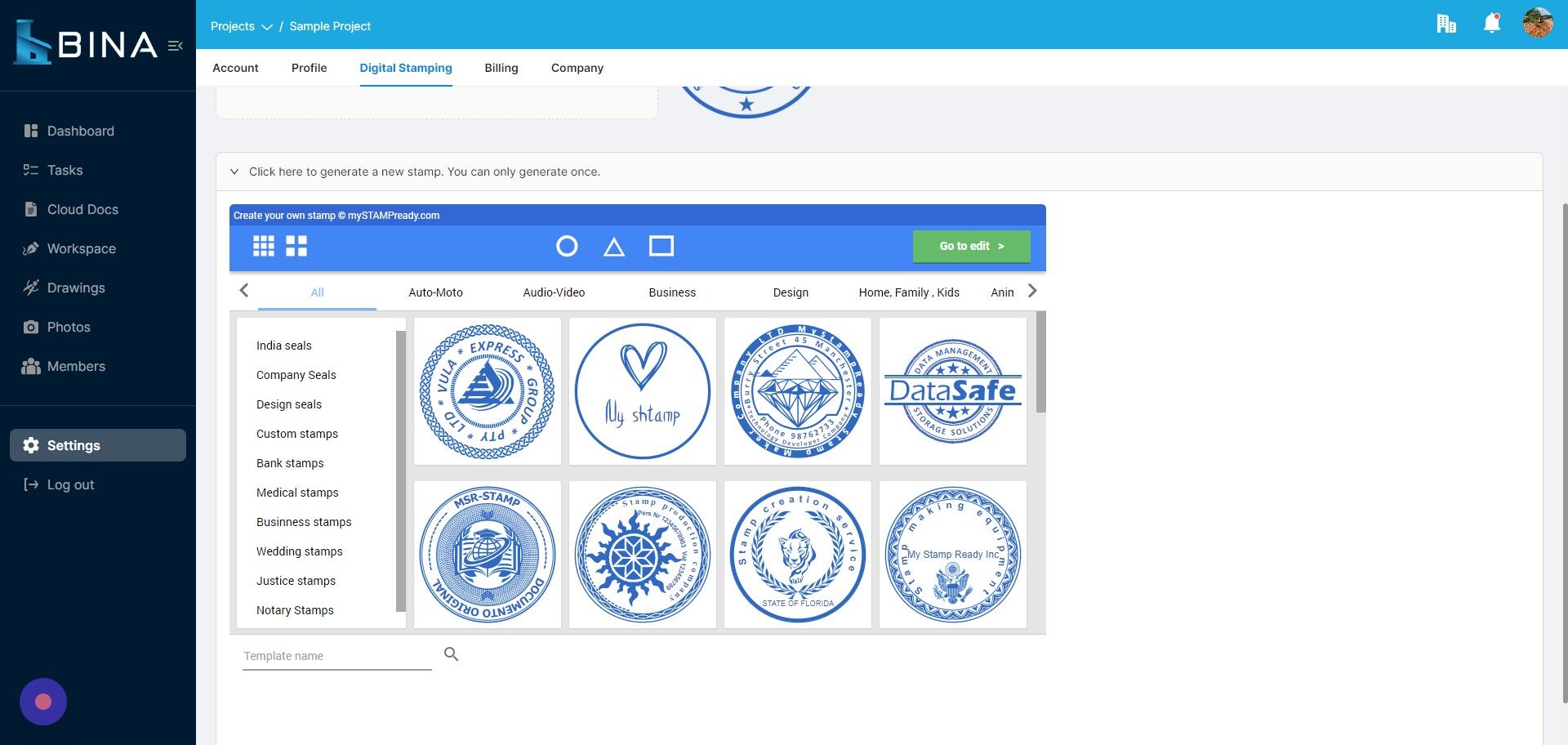 Create Digital Stamp - BINA User Manual