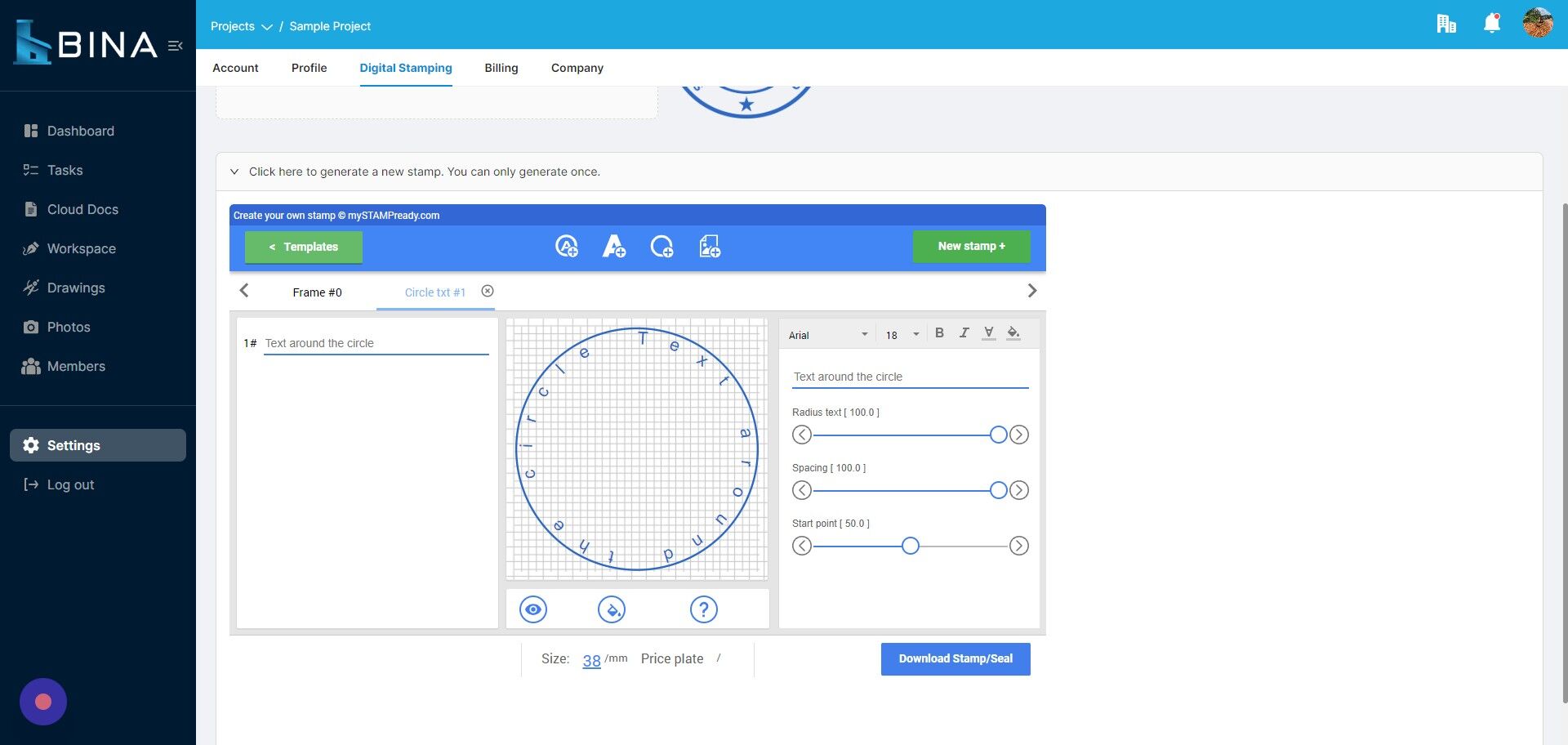 Create Digital Stamp - BINA User Manual