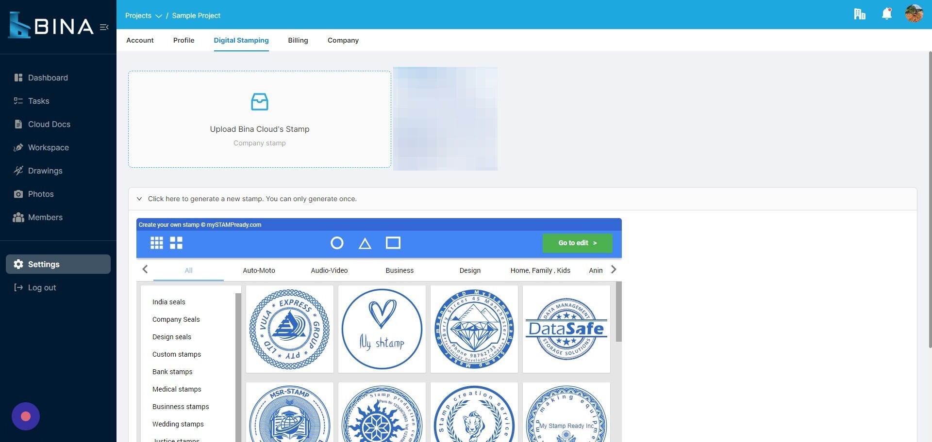 Create Digital Stamp - BINA User Manual