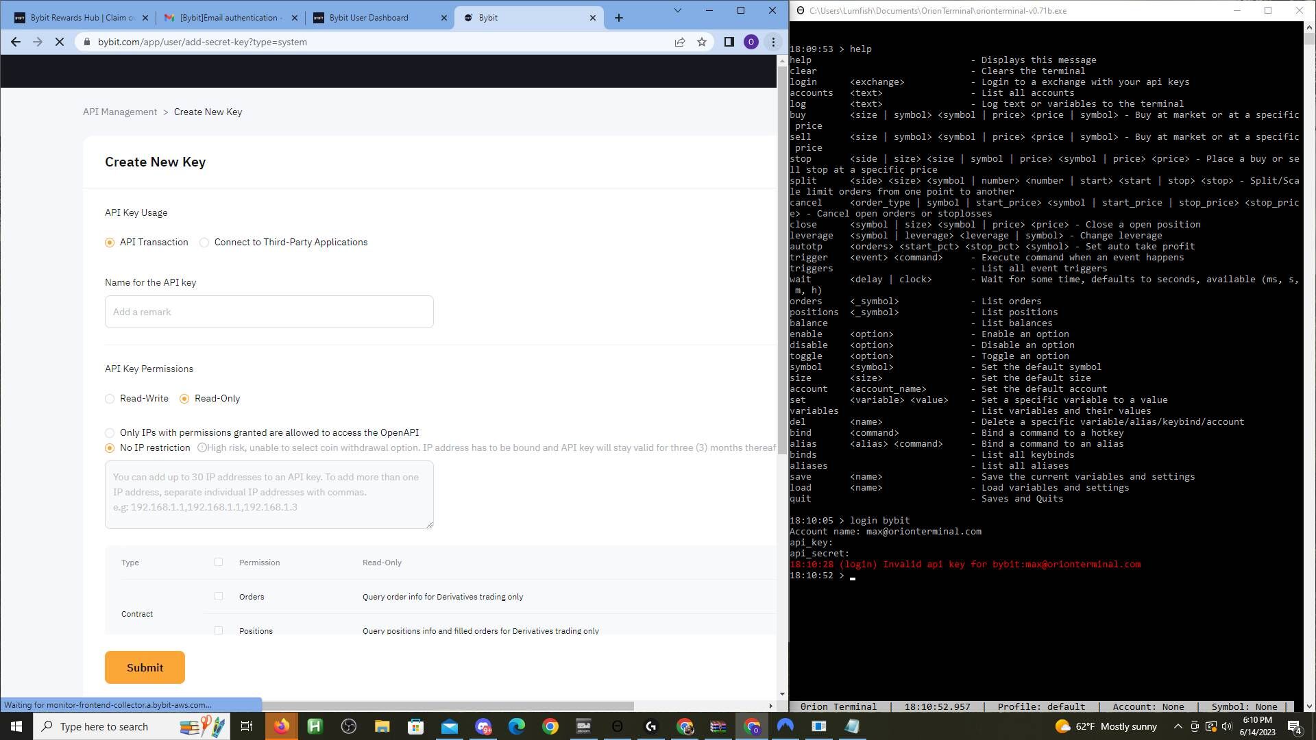 Bybit Account and API Key Creation - Orion Terminal